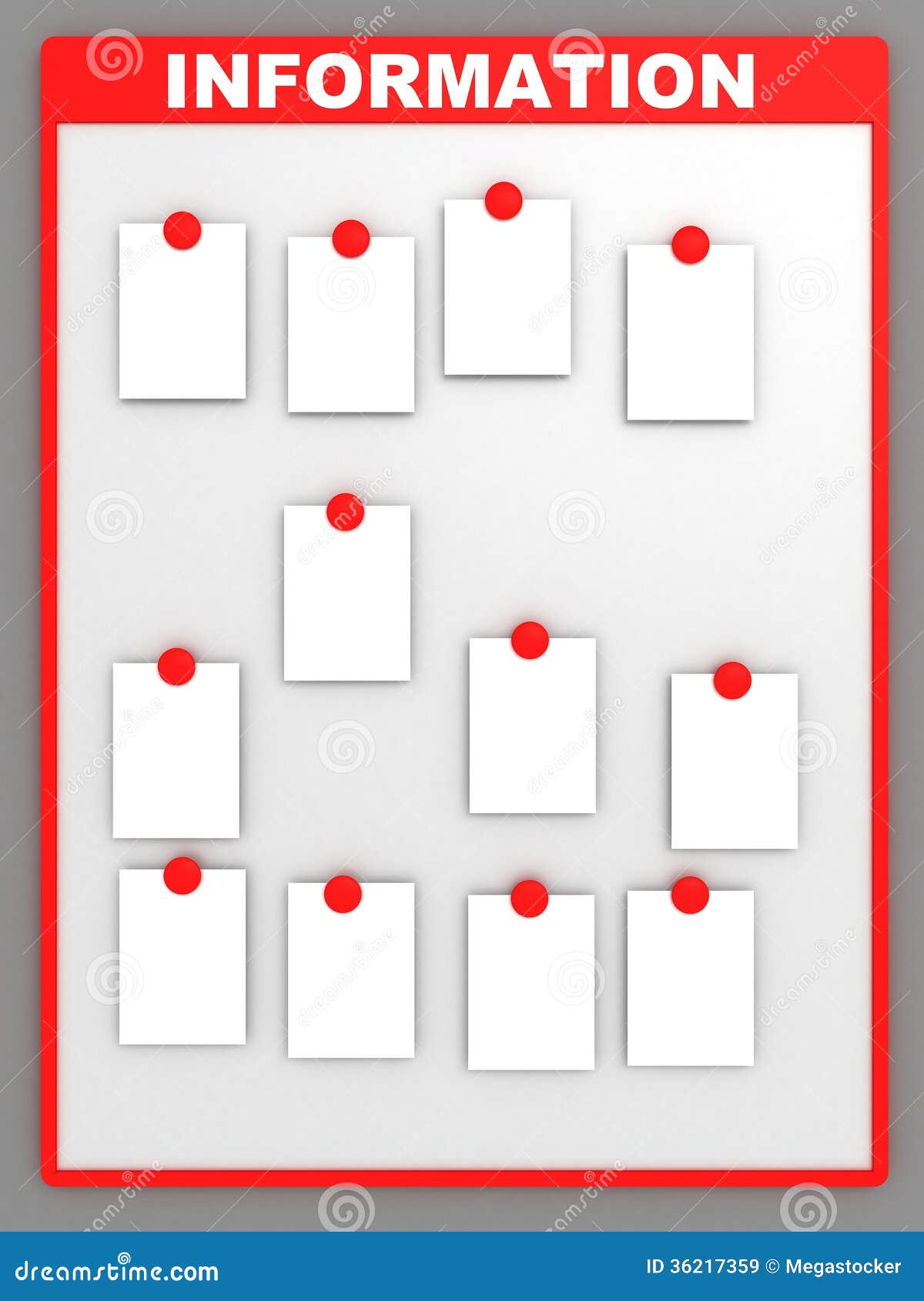 Information Board with Paper Sheets Stock Illustration - Illustration ...