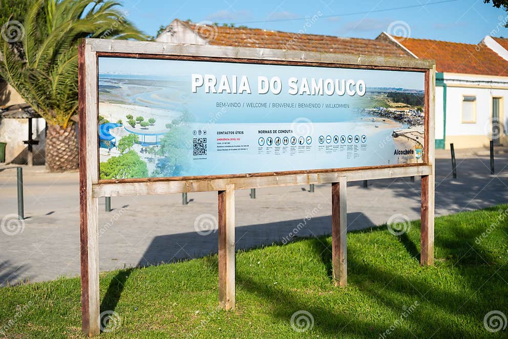 Information Board about Samouco Beach in Portugal Editorial Photography ...