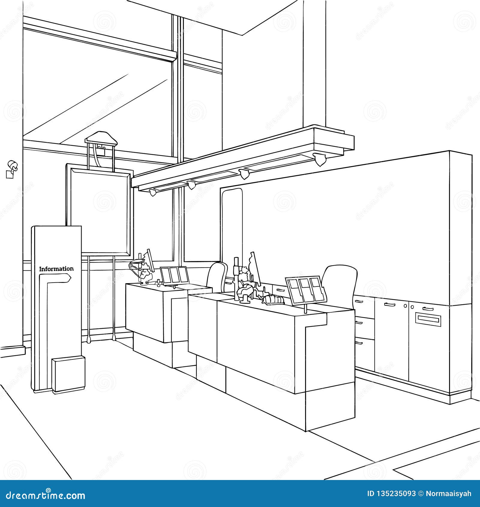 Information Center Panel Interior Design Concept Stock Vector ...