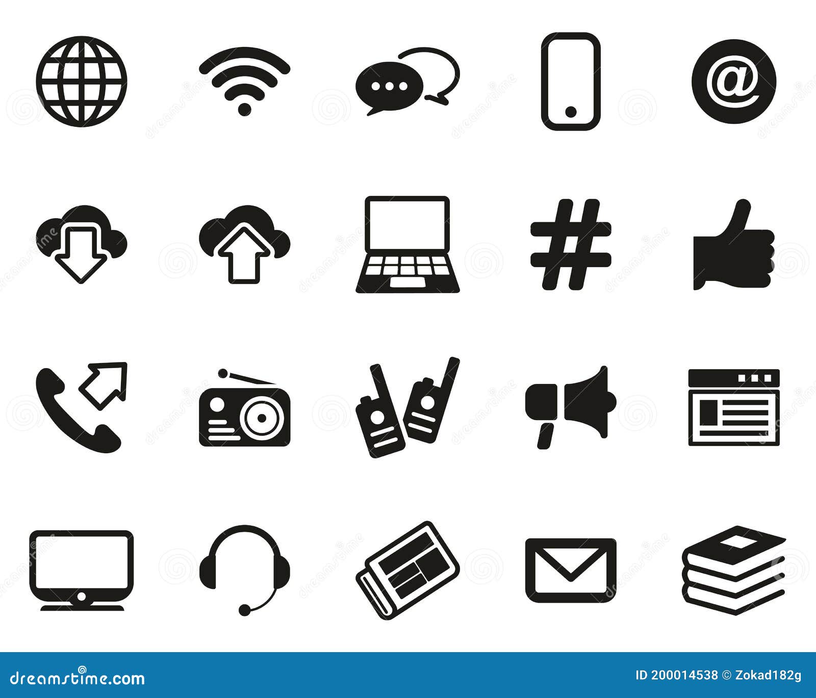 Information Channel Icons Black & White Set Big Stock Vector ...