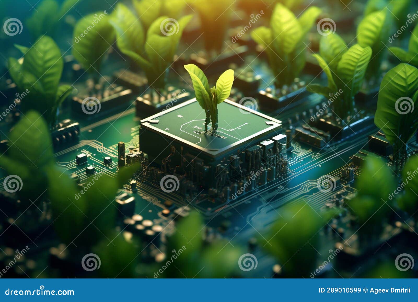 Hardware Computer Microchip Technology Processor Green Background ...