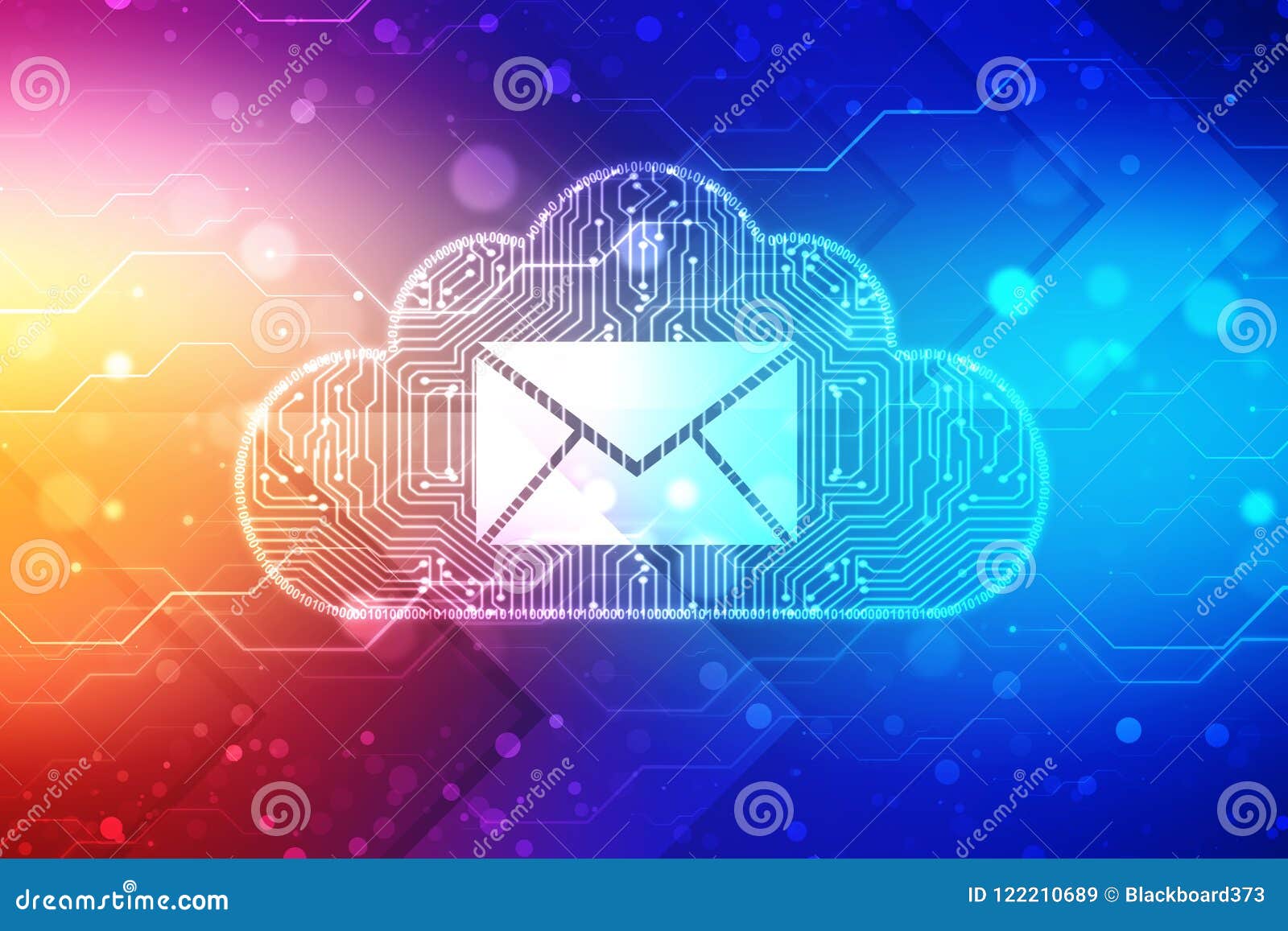 Cloud with Email Symbol on Digital Background Stock Illustration ...