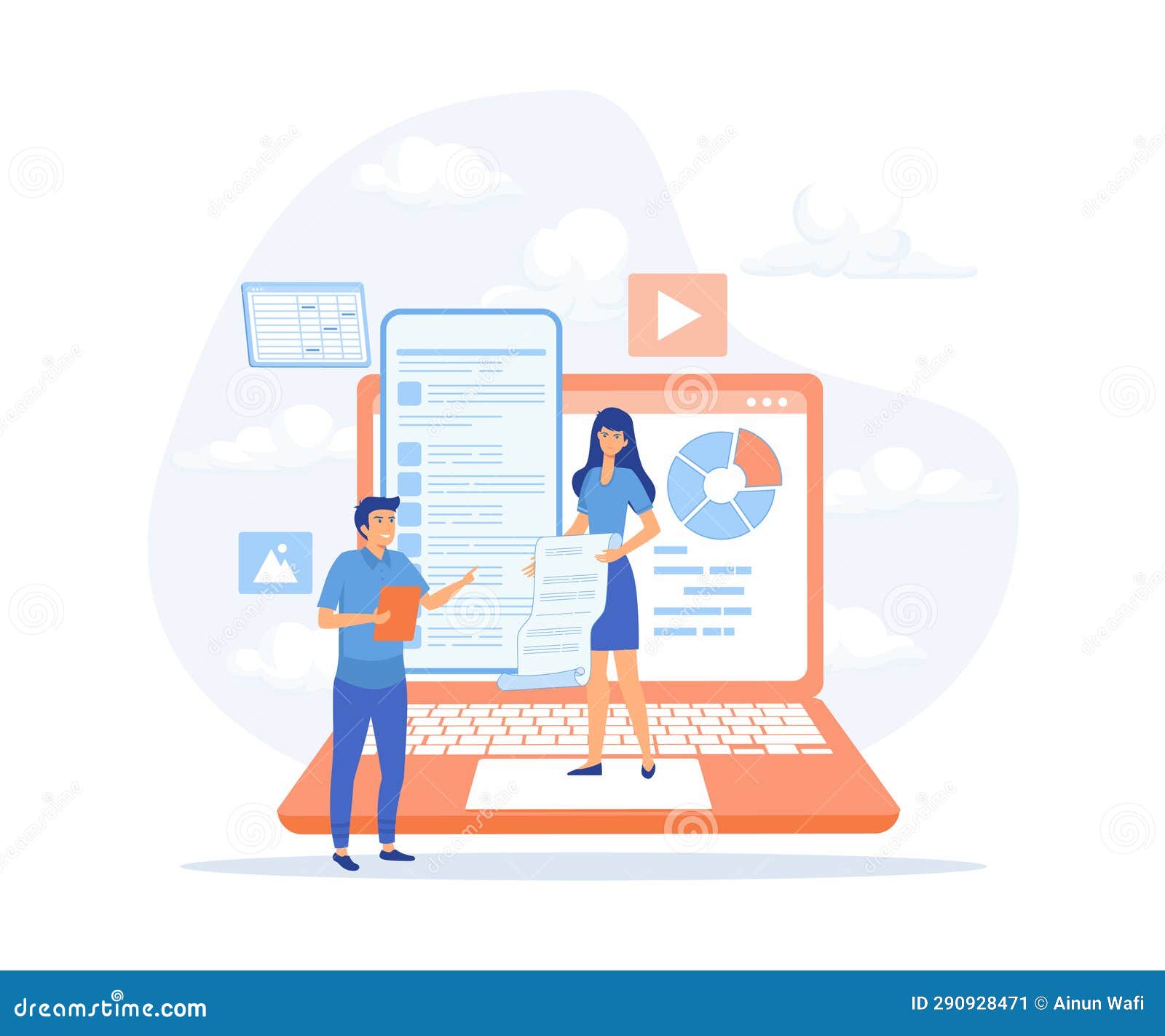 Analysis Of Documents And Artifacts Concept Icon Cartoon Vector | CartoonDealer.com #211673211
