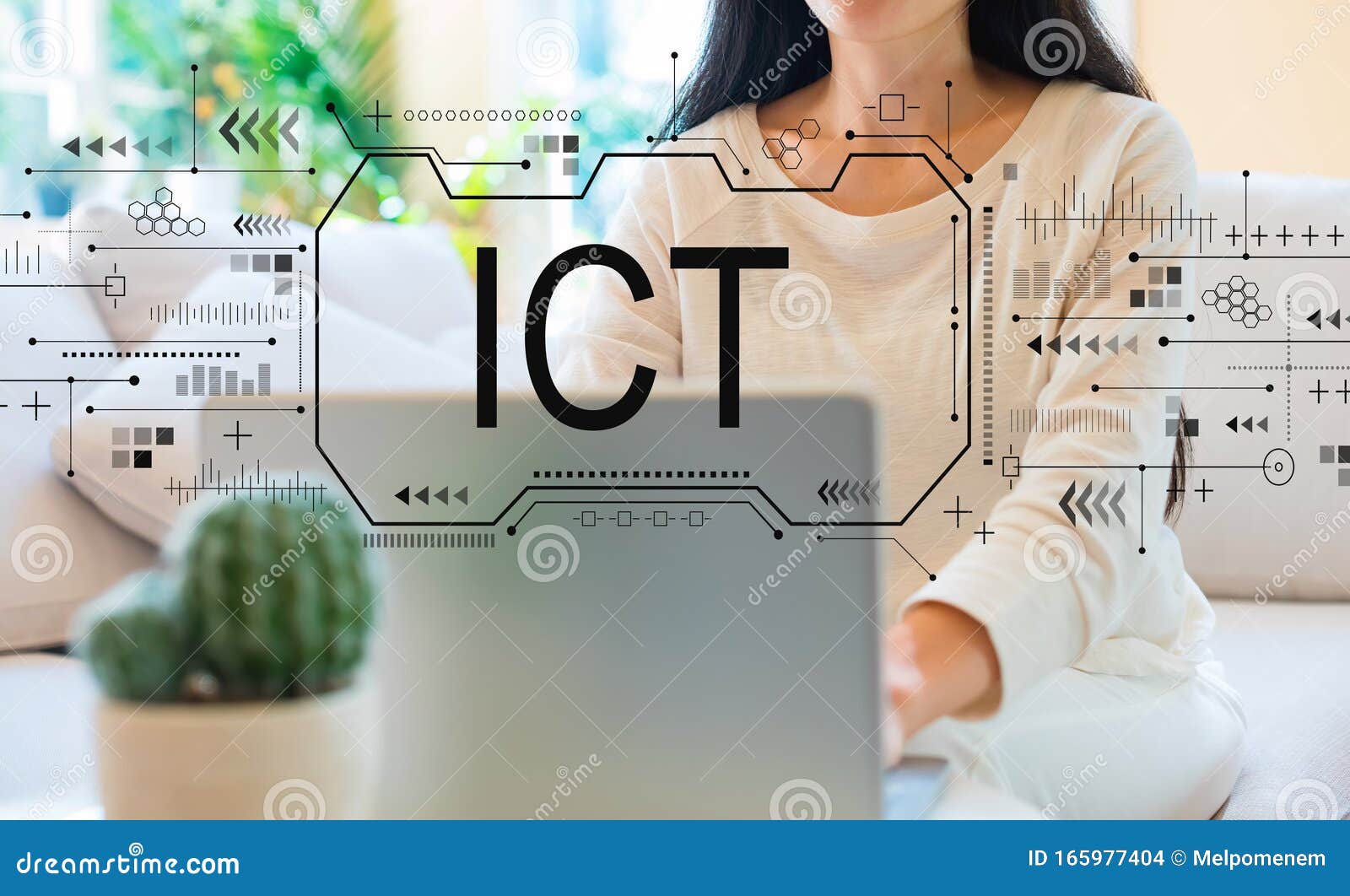 Information and Communications Technology with Woman Using Her Laptop ... Information and Communications Technology with Woman Using Her Laptop ...