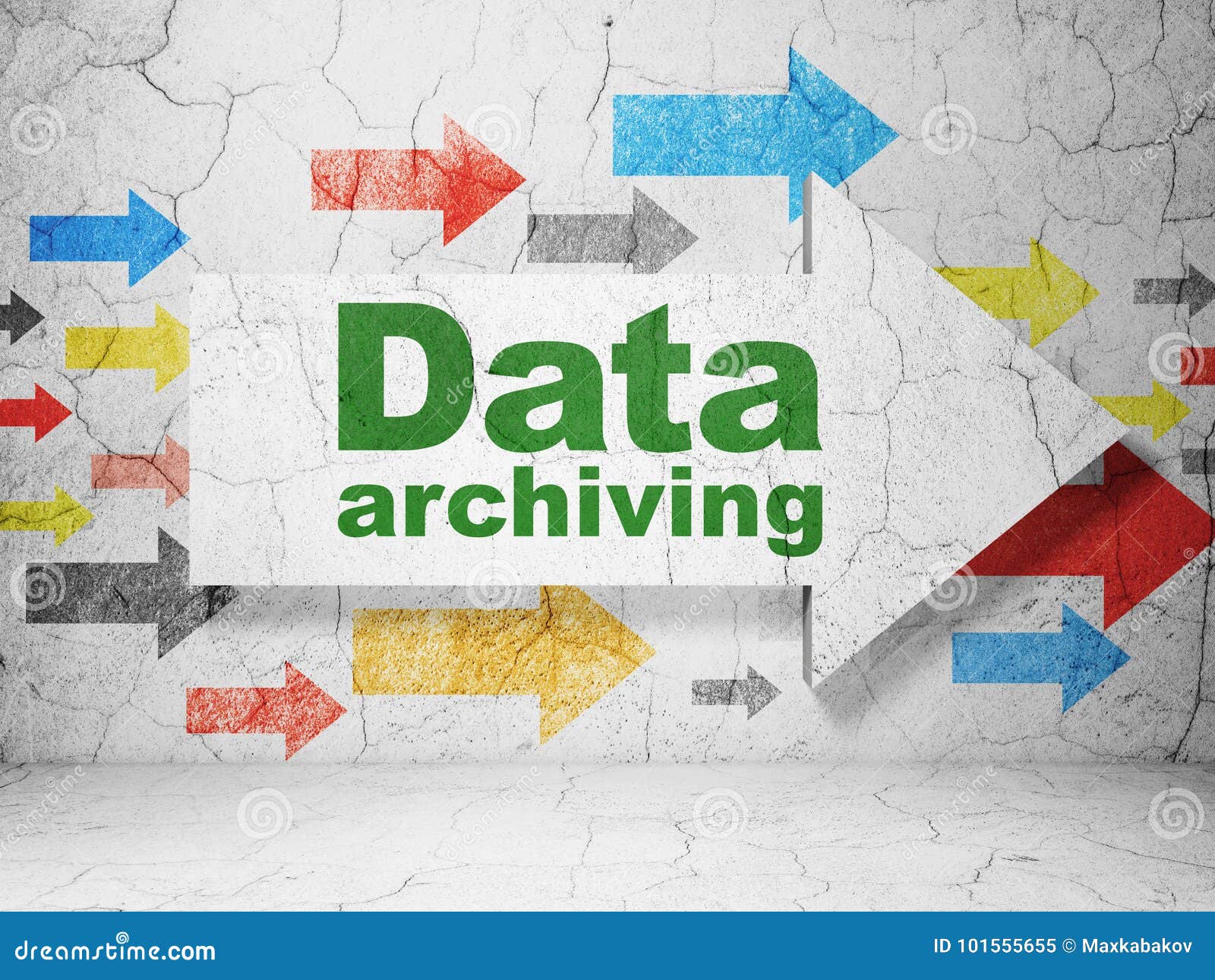 Information Concept: Arrow with Data Archiving on Grunge Wall ...