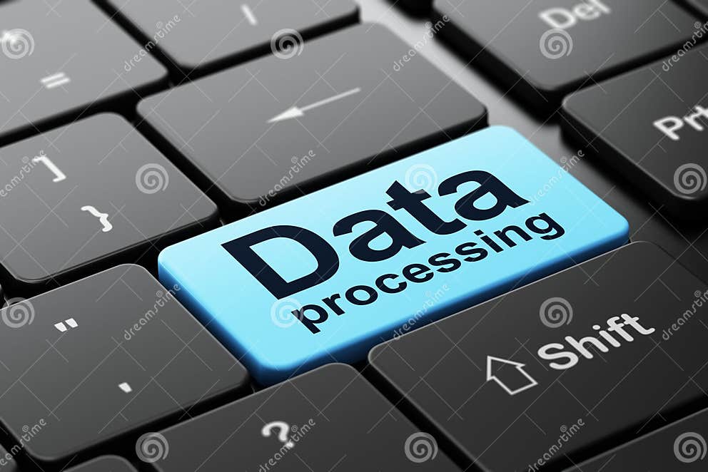 Information Concept: Data Processing on Computer Keyboard Background ...