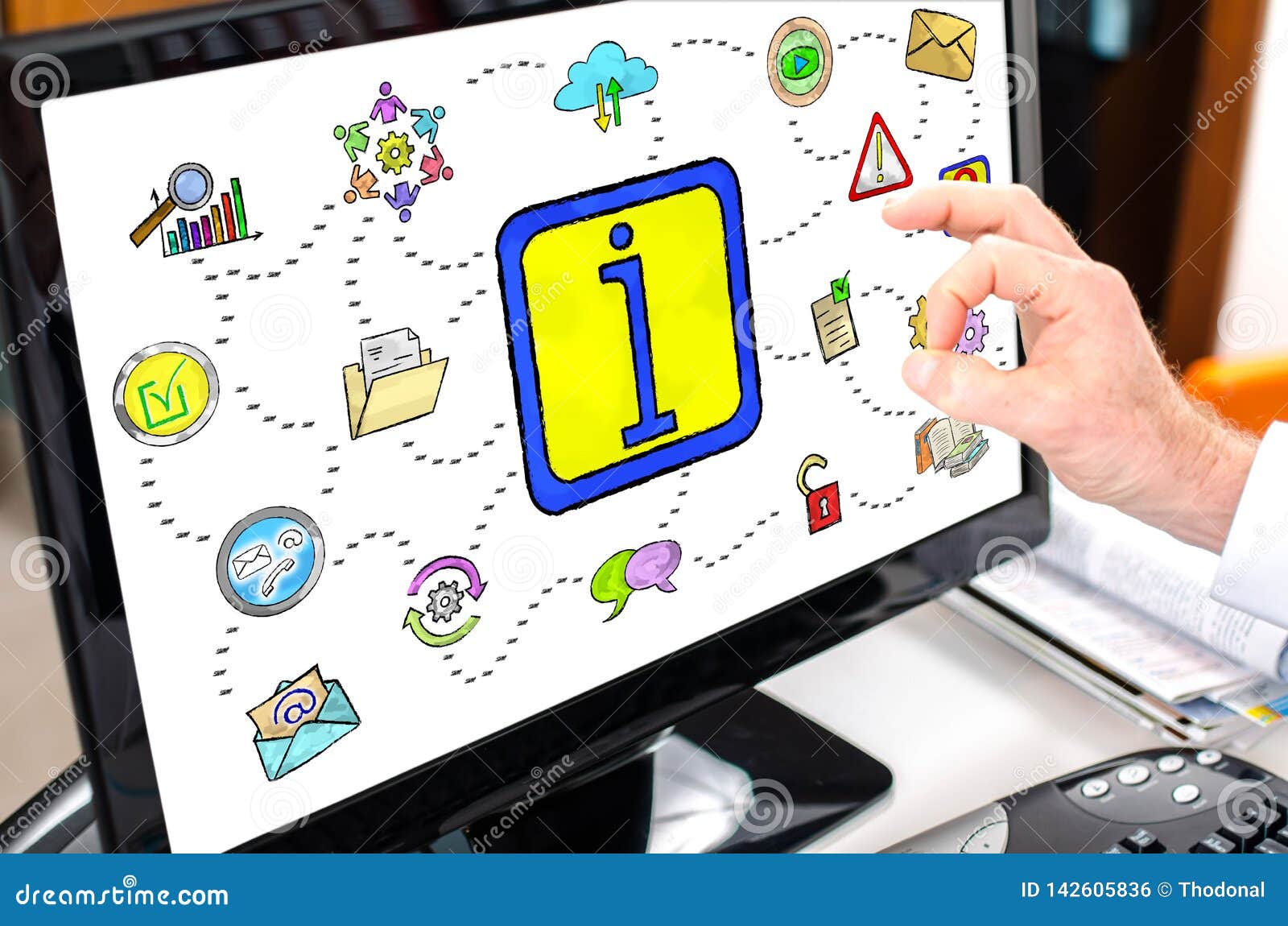 Information Concept on a Computer Monitor Stock Illustration ...