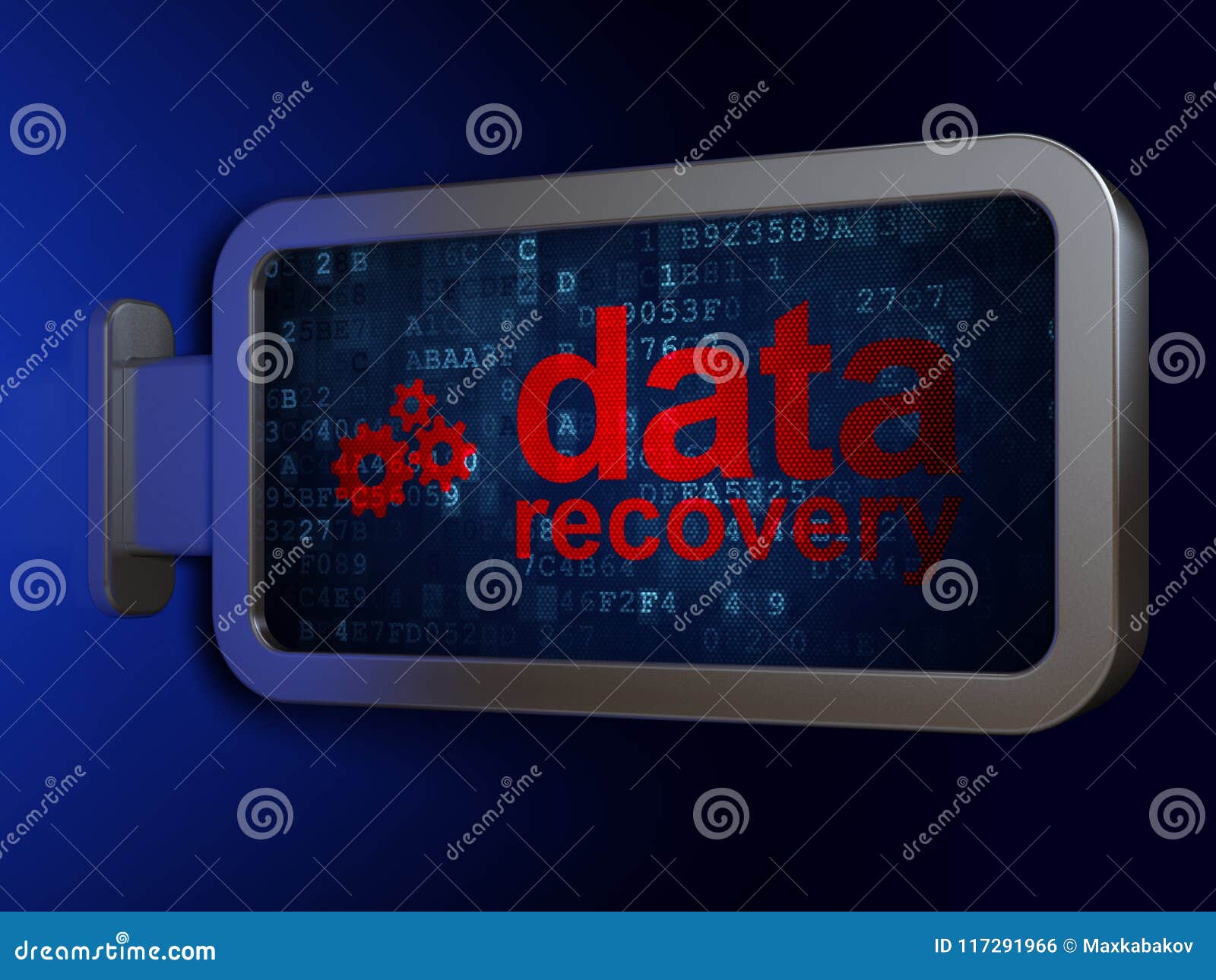 Information Concept: Data Recovery And Gears On Billboard Background ...