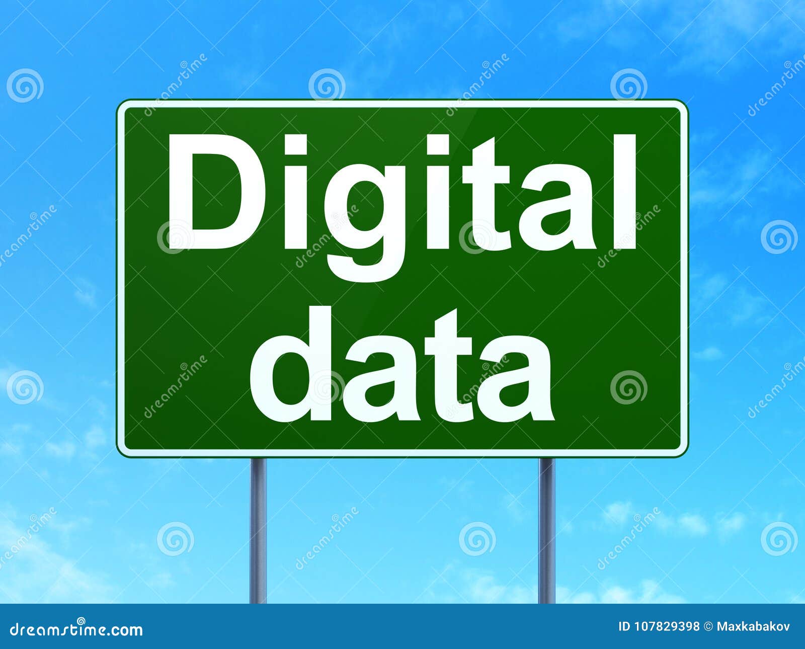 Information Concept: Digital Data on Road Sign Background Stock ...
