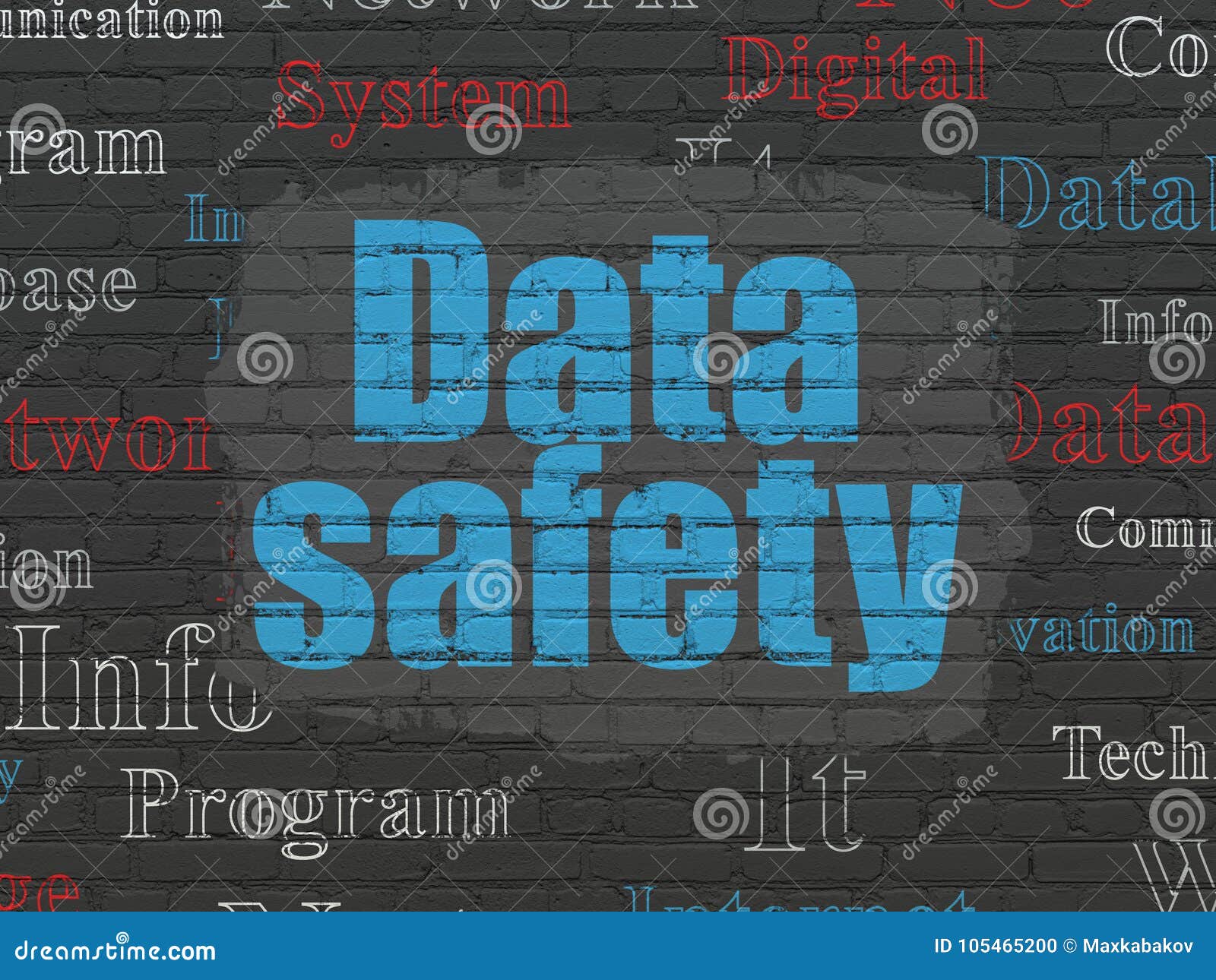Information Concept: Data Safety on Wall Background Stock Illustration ...
