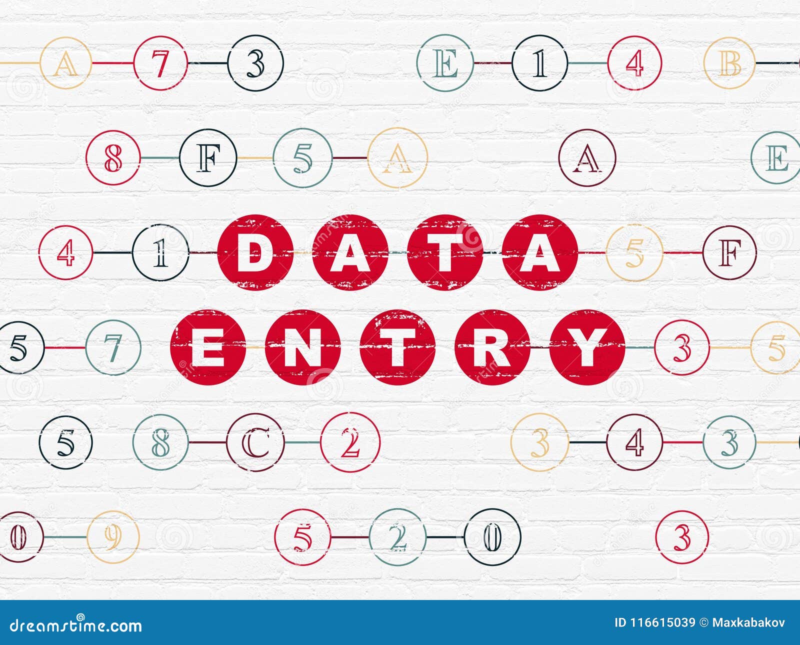 Information Concept: Data Entry on Wall Background Stock Illustration ...