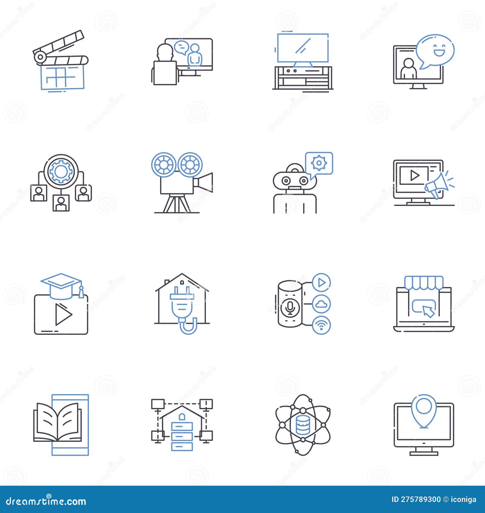 Information Conglomerate Line Icons Collection Consolidation
