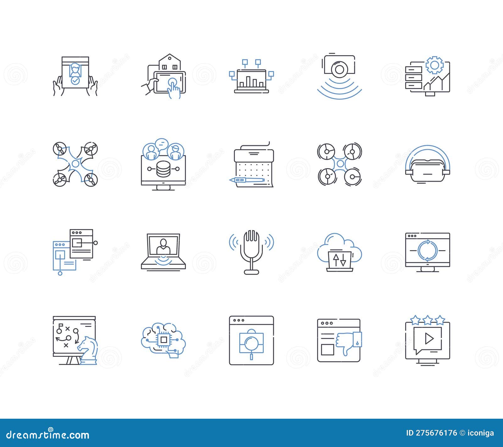 Information Data Line Icons Collection Analytics Big Data Classification Cloud Computing 6525