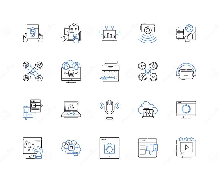 Information Data Line Icons Collection. Analytics, Big Data, Classification, Cloud Computing ...