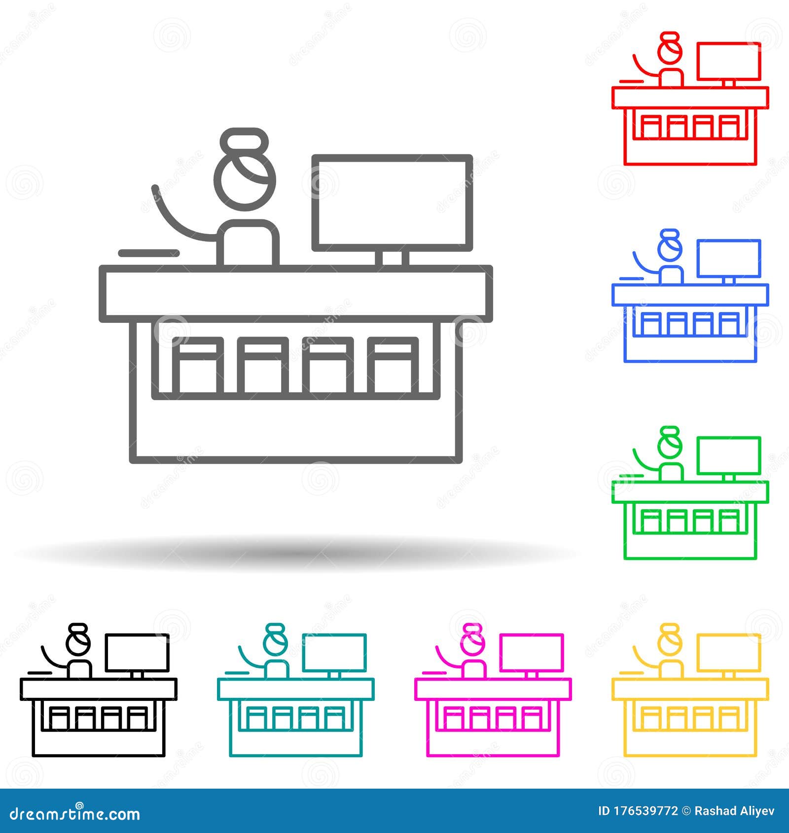 Information, Desk Multi Color Set Icon. Simple Thin Line, Outline of ... Information, Desk Multi Color Set Icon. Simple Thin Line, Outline of ...