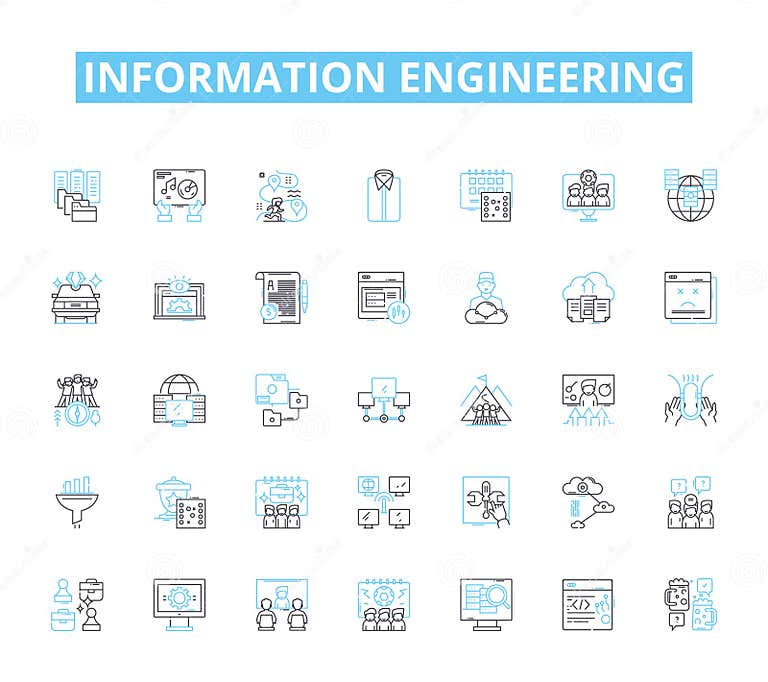 Information Engineering Linear Icons Set. Database, Big Data, Analytics ...