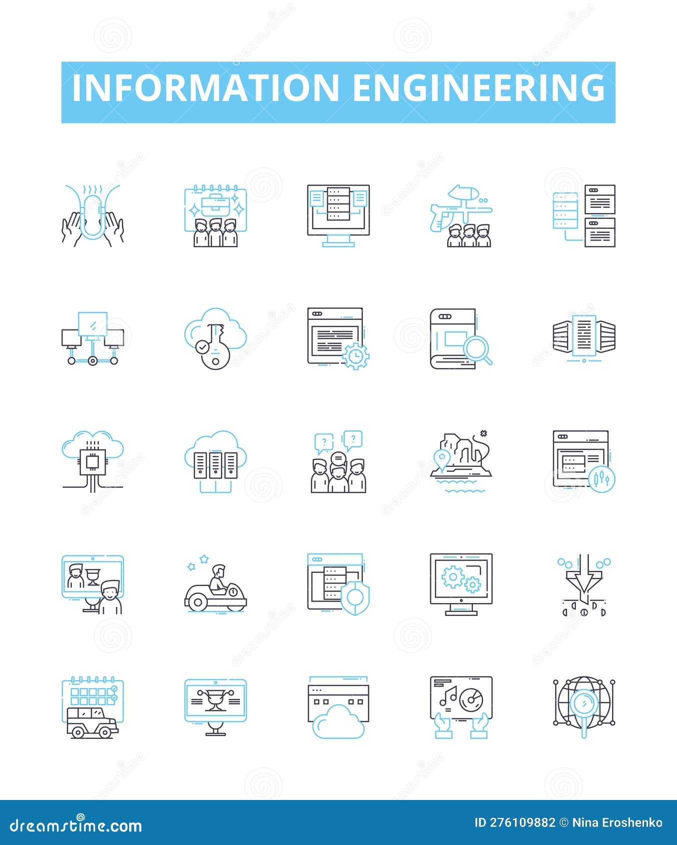 Information Engineering Vector Line Icons Set. Information, Engineering ...