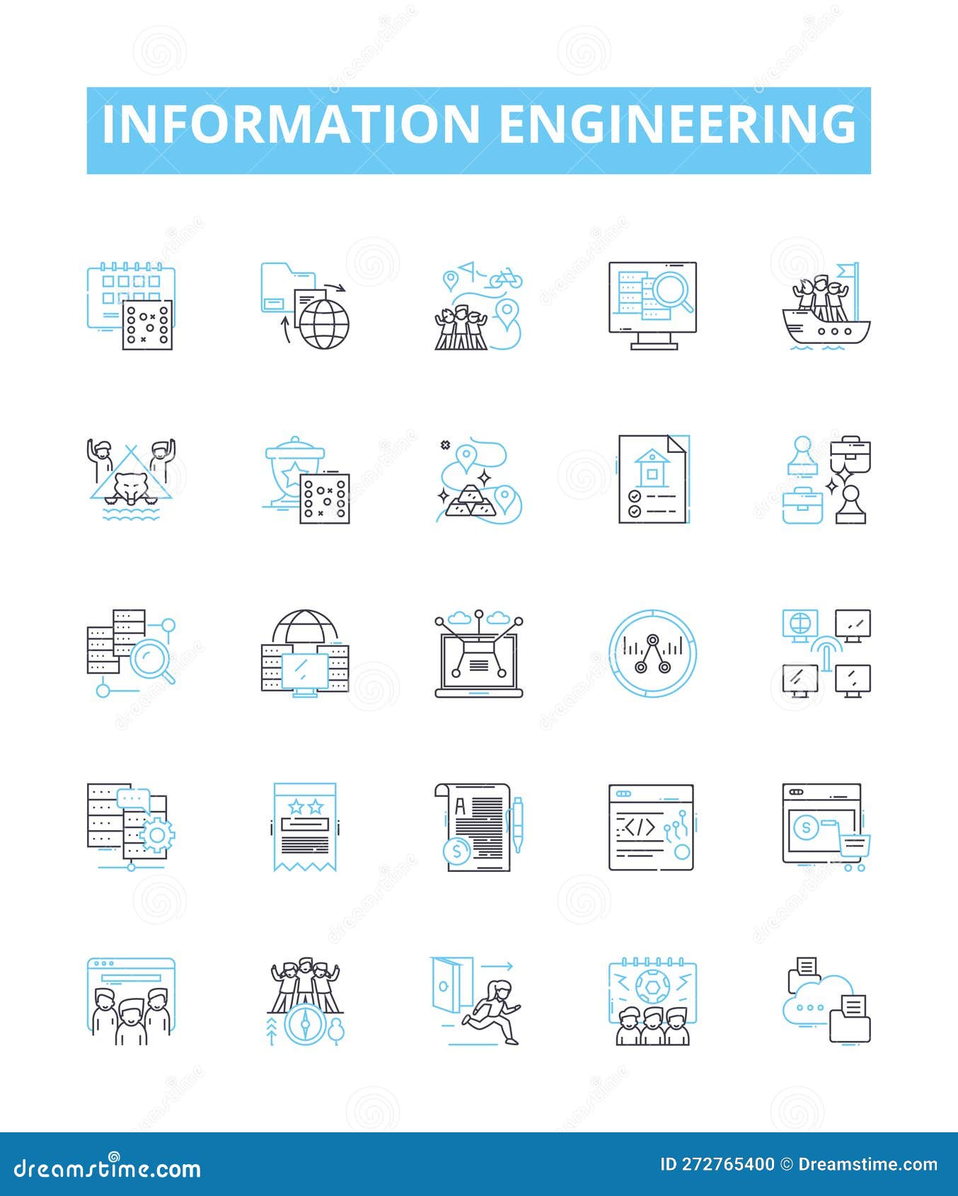 Information Engineering Vector Line Icons Set. Information, Engineering ...