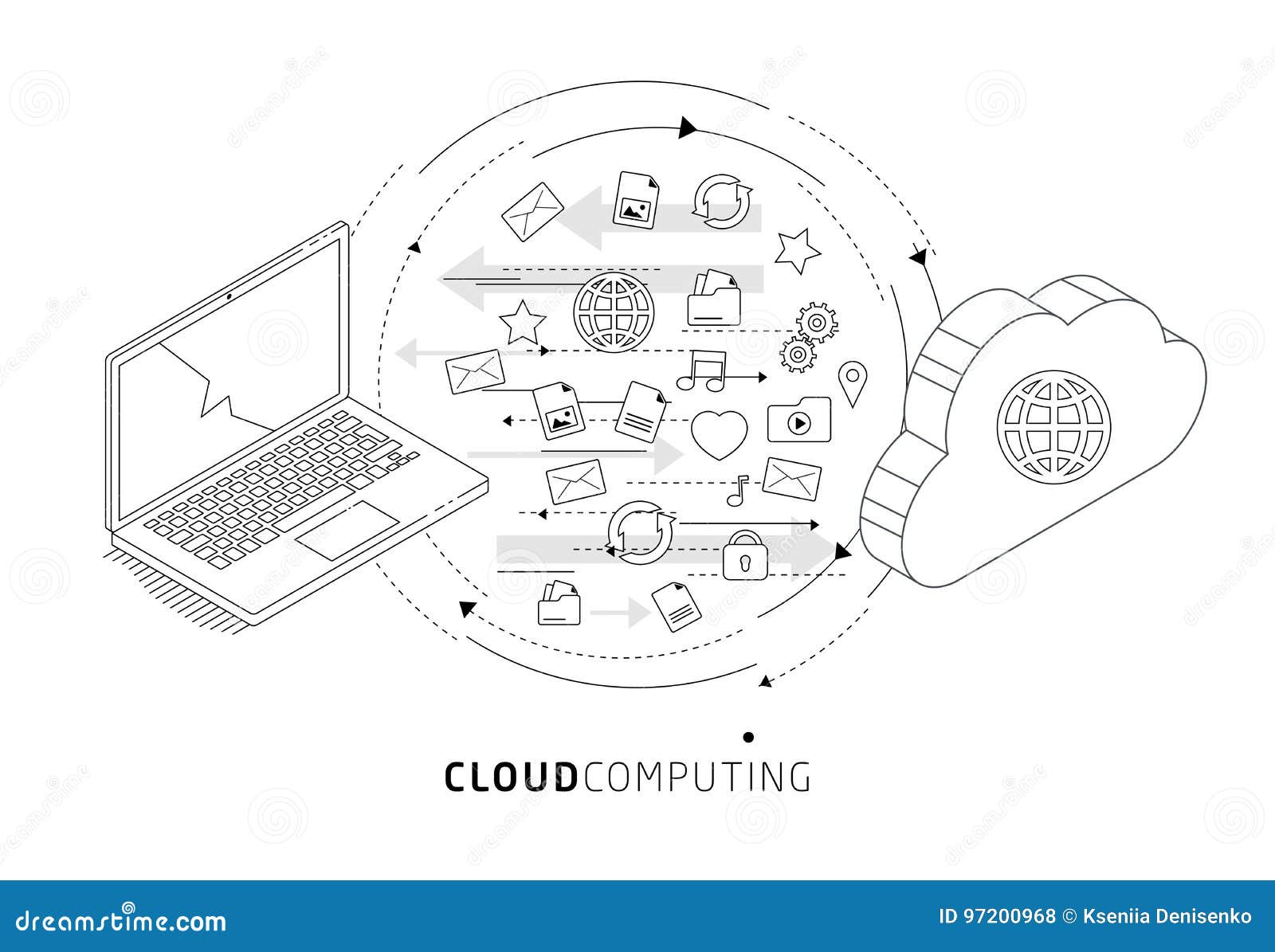 Information Exchange between Cloud and Laptop. Stock Vector ...