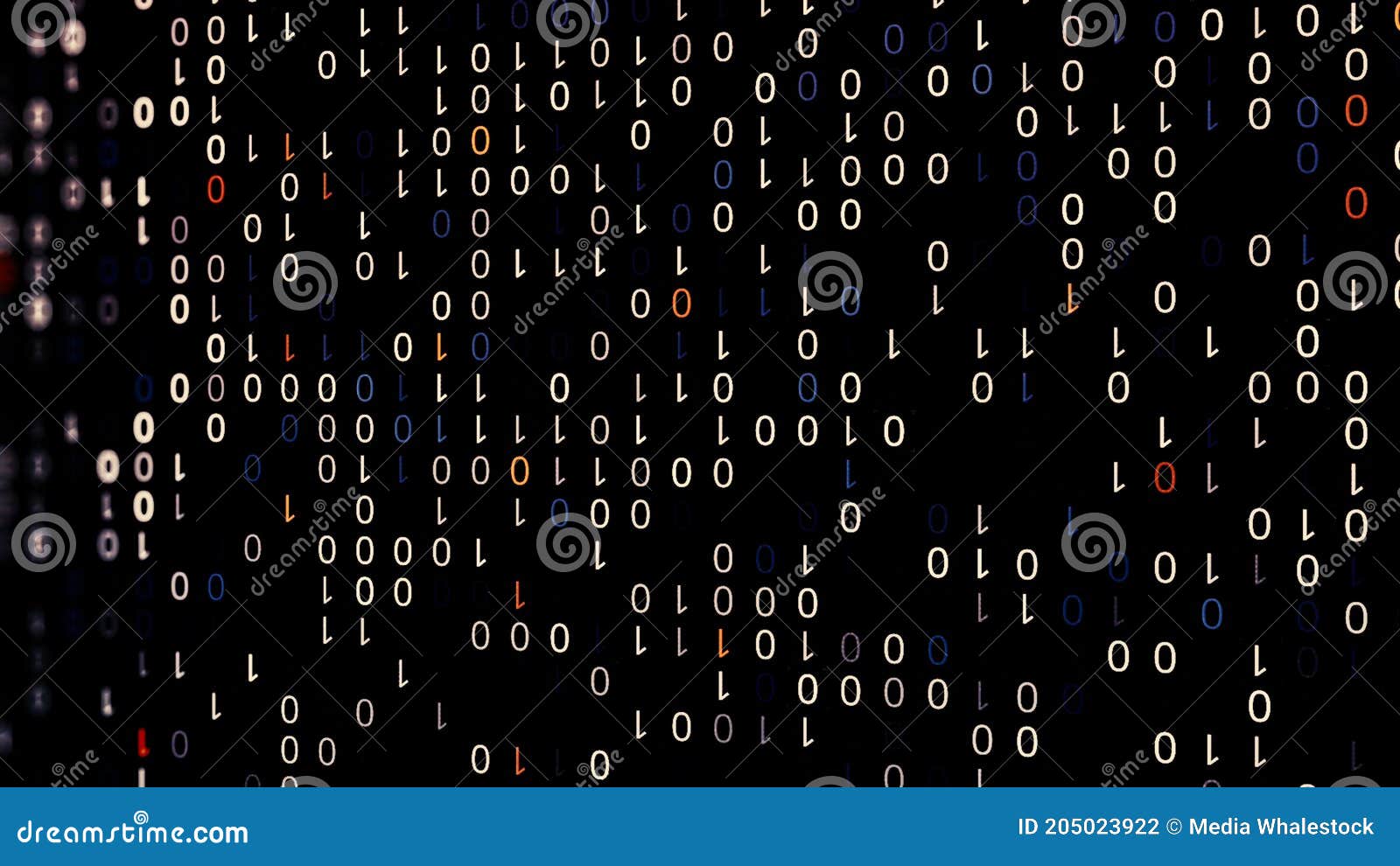 Information Flow, Waves Of One And Zero Numbers On Black Background ...