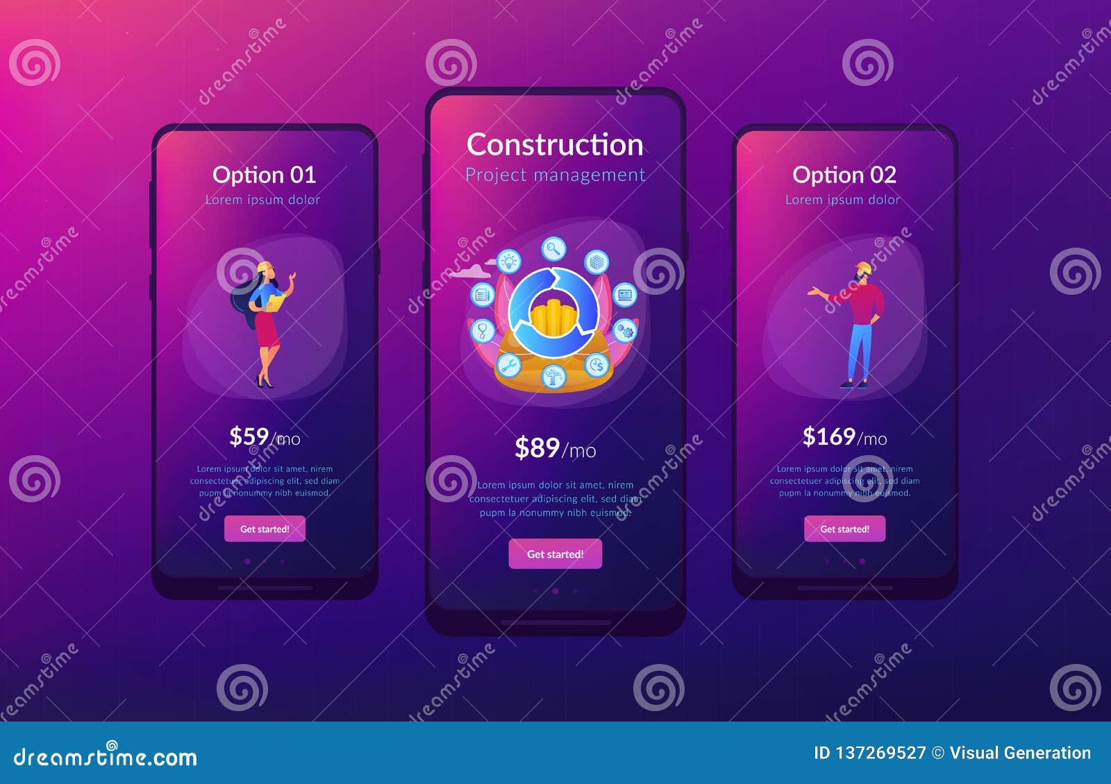 Building Information Modeling App Interface Template. Stock Vector ...