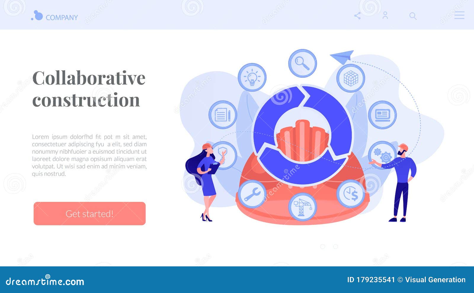 Building Information Modeling Concept Landing Page. Stock Vector ...