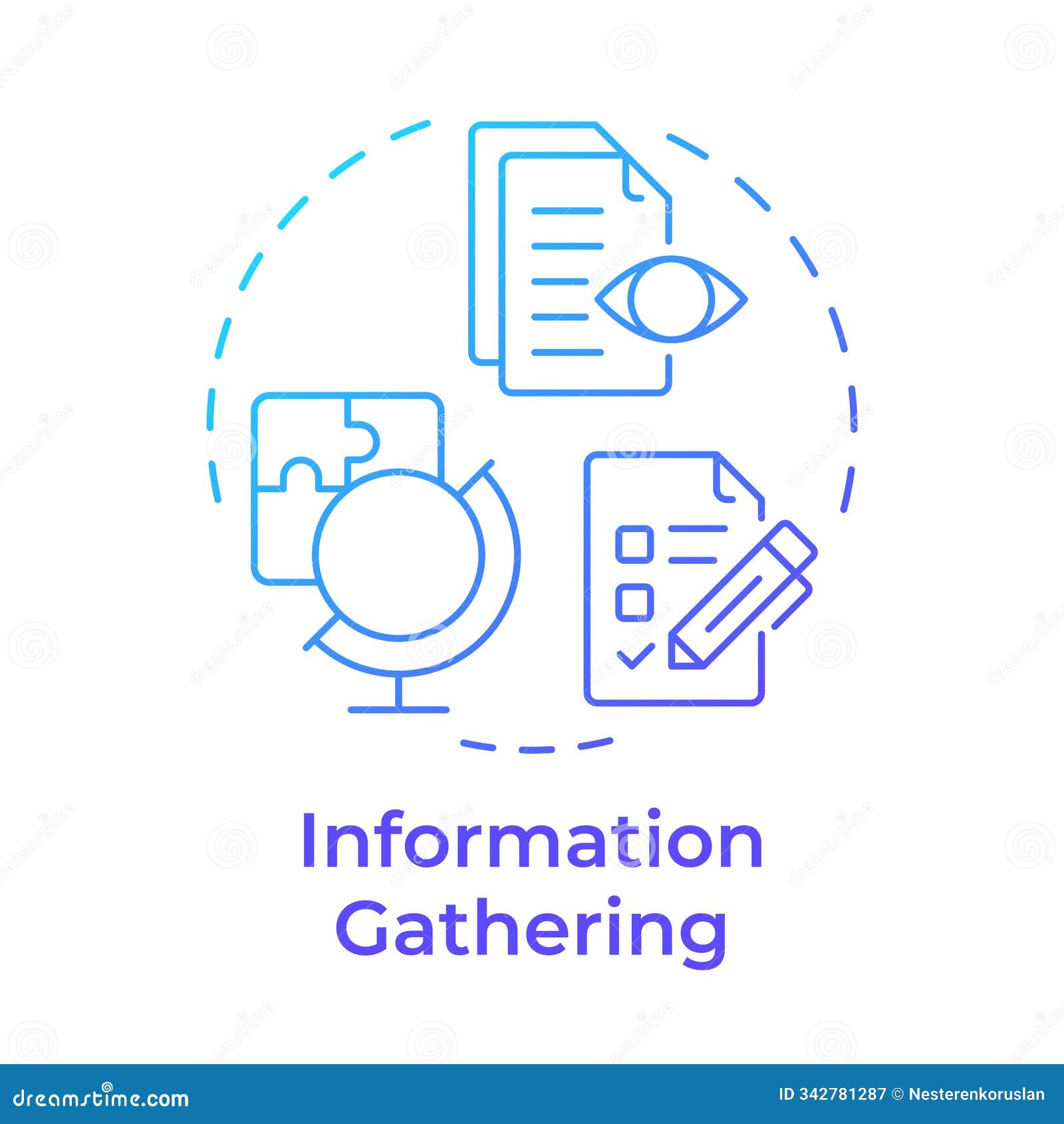 Information Gathering Blue Gradient Concept Icon Stock Illustration - Illustration of round ...