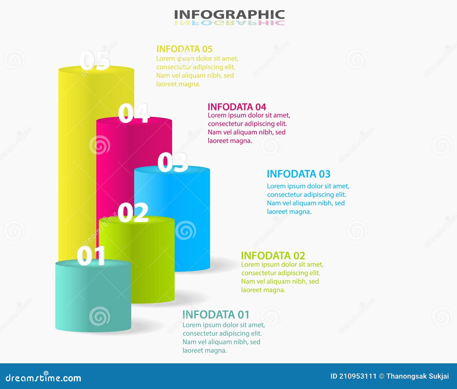 Information Graphics Template. 5 Steps, Strategies or Business ...