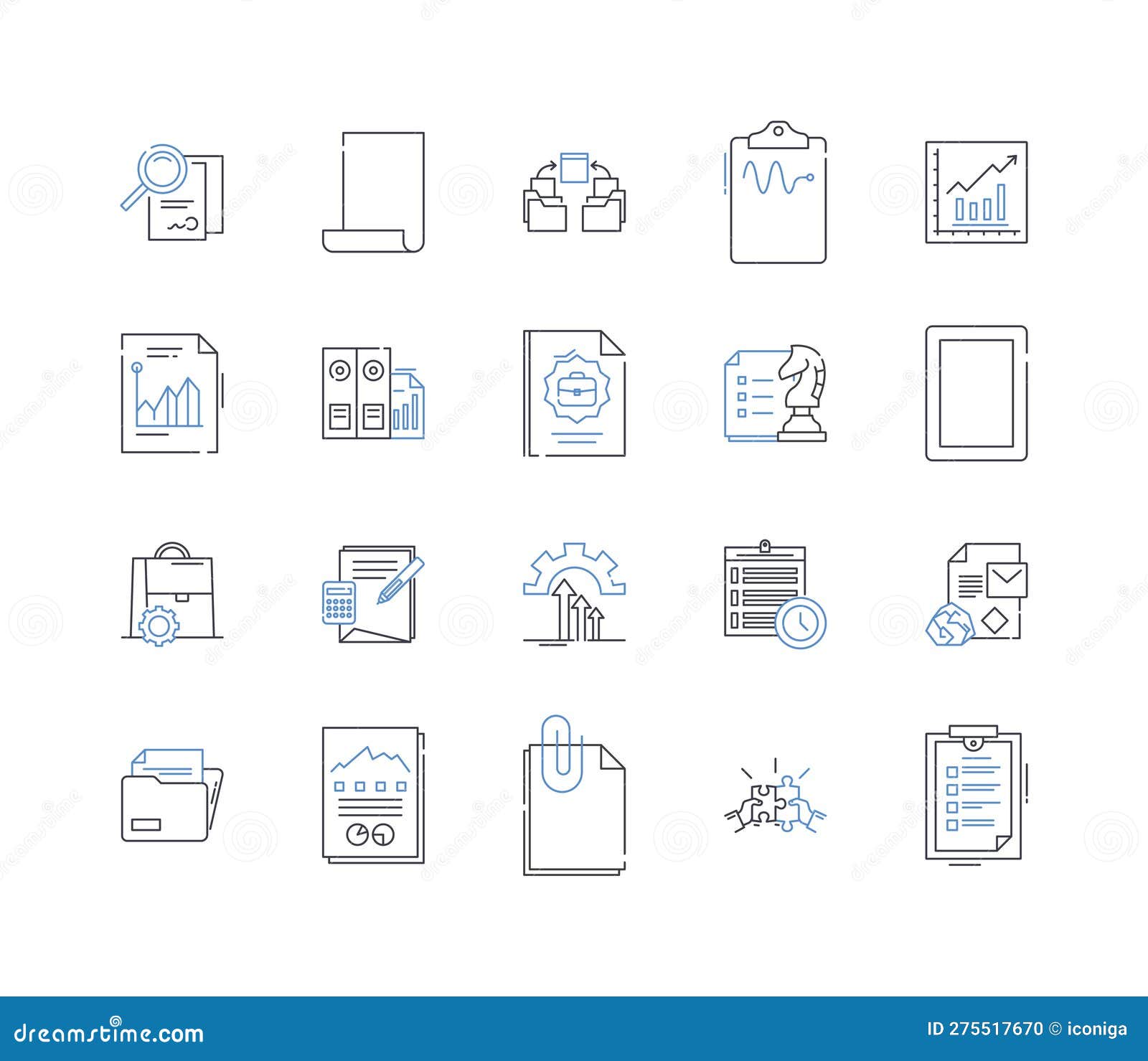 Information Handling Line Icons Collection Data Processing Retrieval