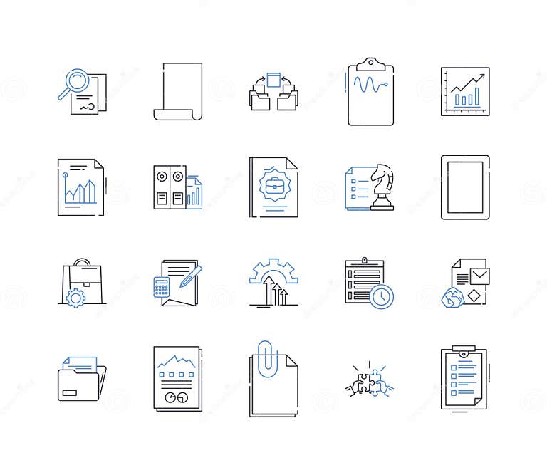 Information Handling Line Icons Collection Data Processing Retrieval Storage Management