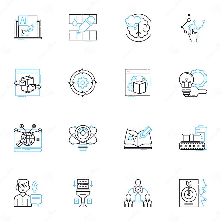 Information Handling Linear Icons Set. Retrieval, Management ...