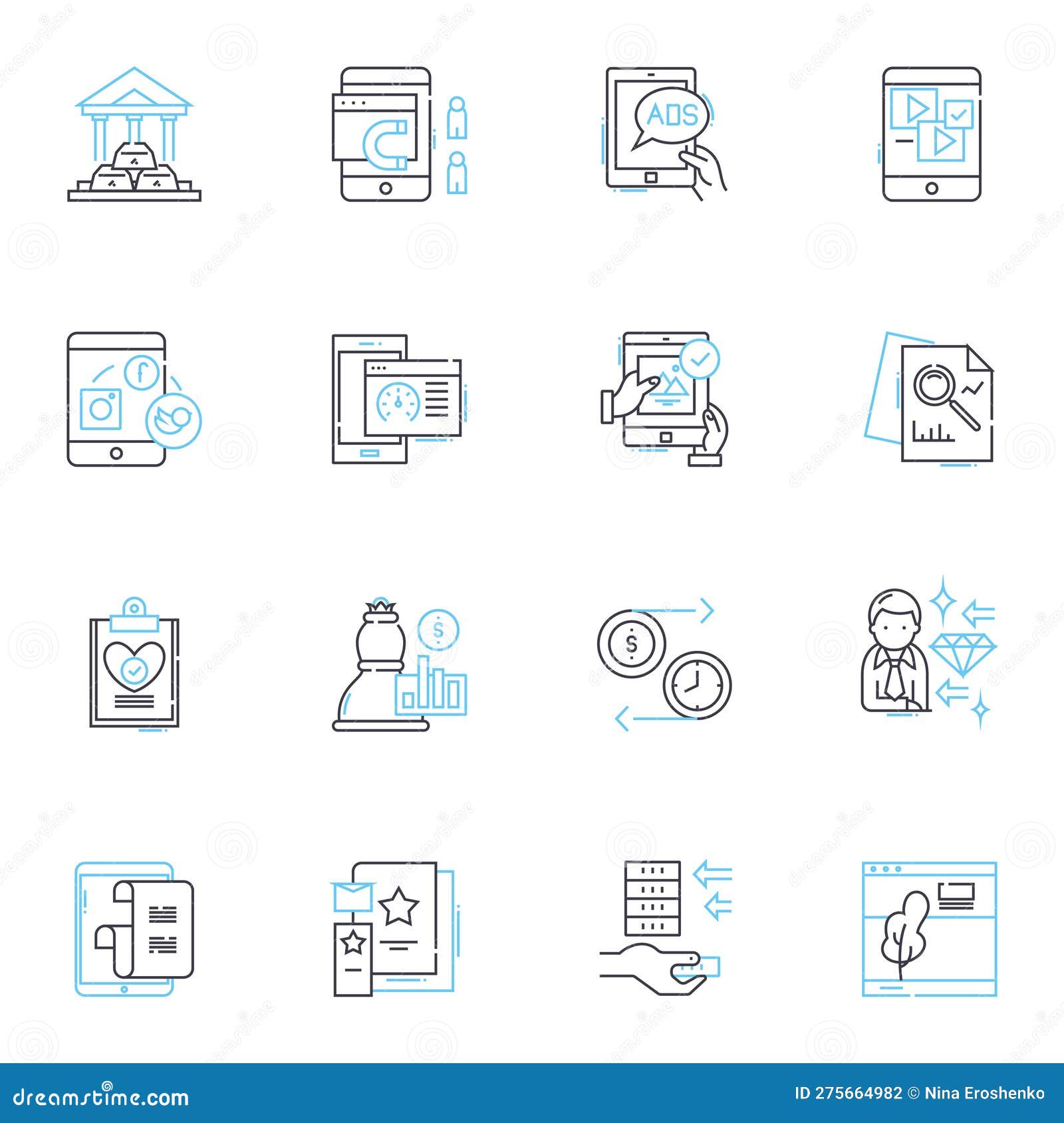 Information Highway Linear Icons Set. Accessibility, Bandwidth ...