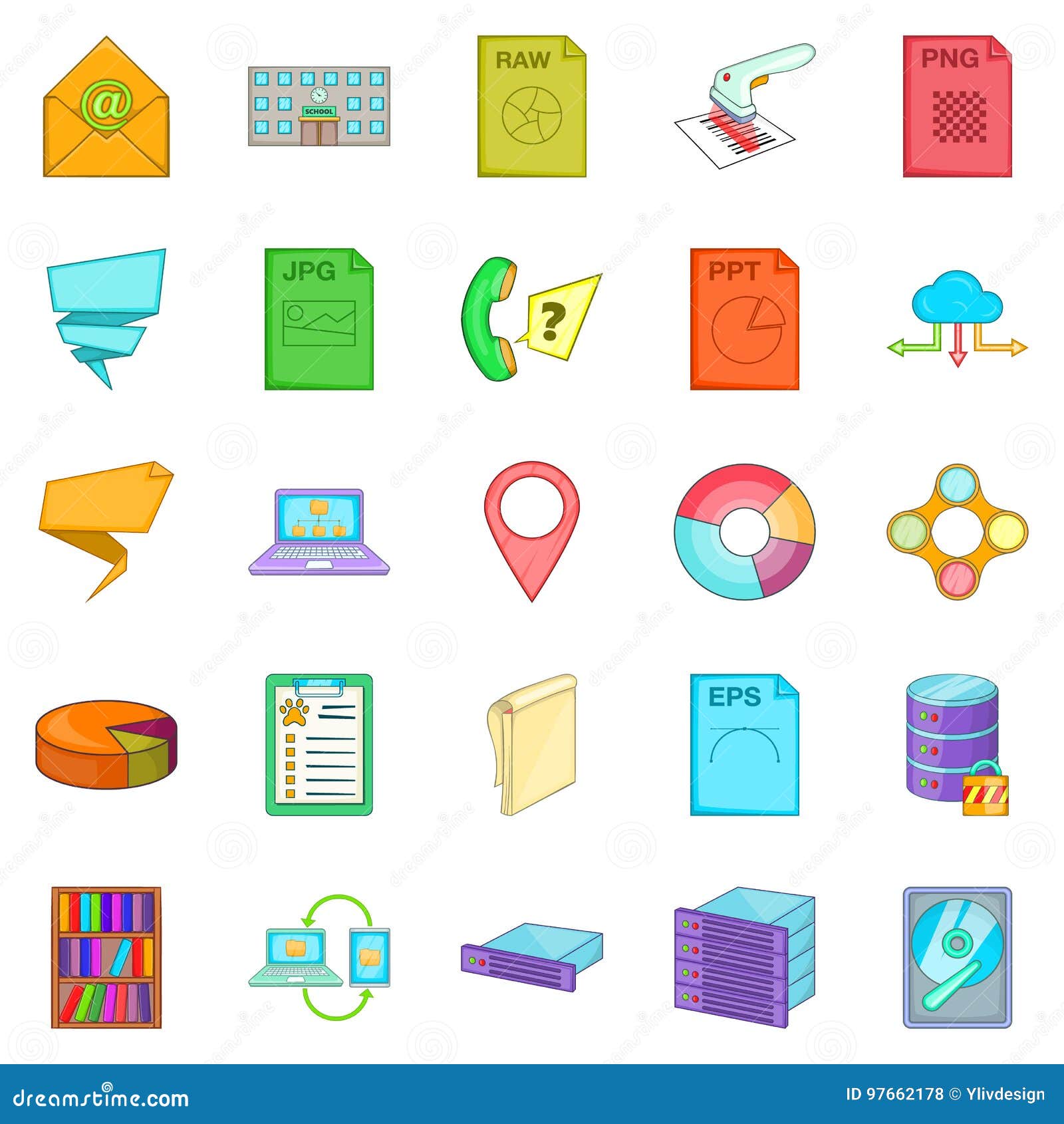 Information Icons Set, Cartoon Style Stock Vector - Illustration of ...