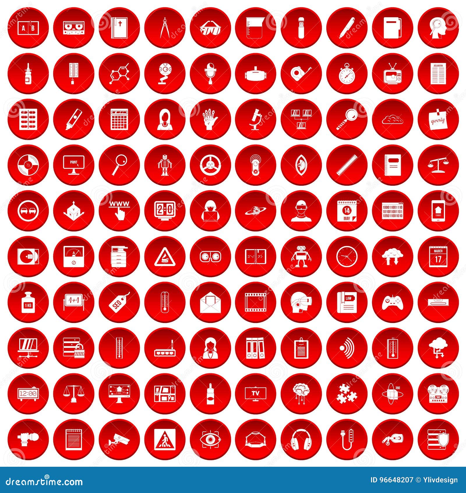 100 Information Icons Set Red Stock Vector - Illustration of hacker ...