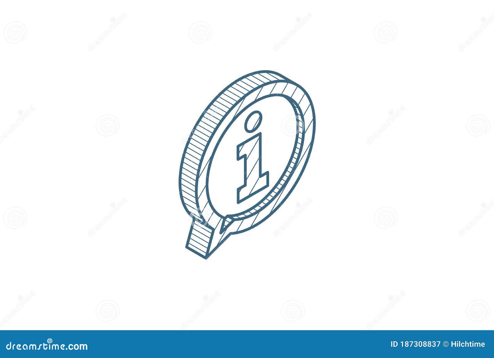 Information, Letter I in Circle Isometric Icon. 3d Line Art Technical ...