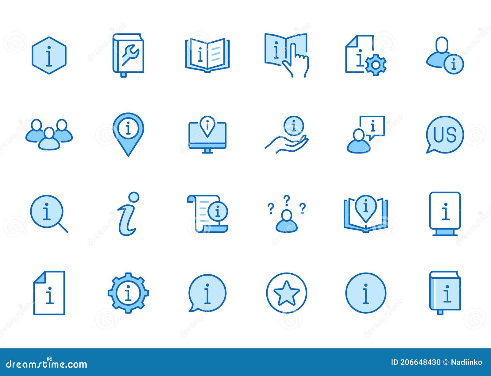 Information Line Icon Set. Privacy Policy, Manual, Rule, Instruction ...