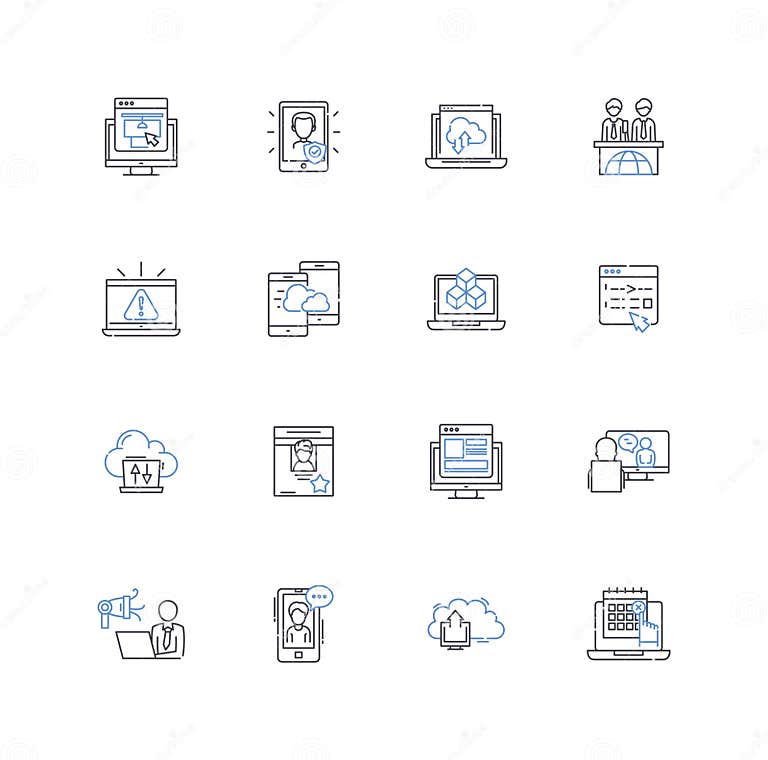 Information Management Line Icons Collection. Database, Records ...