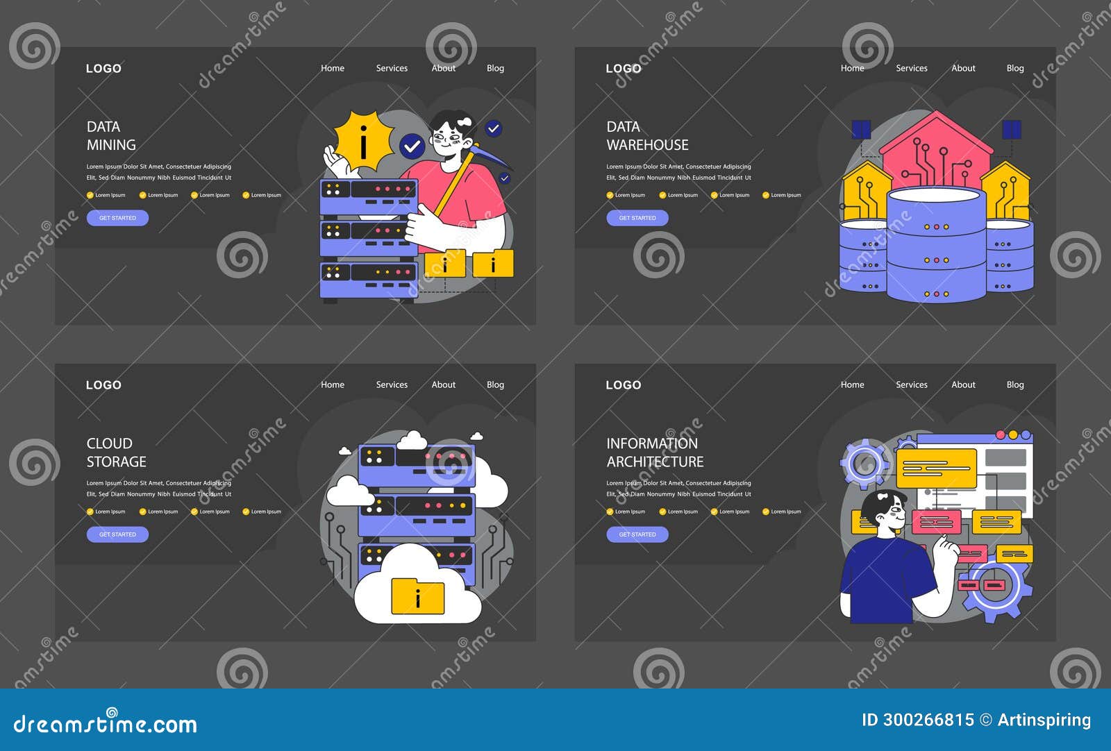 Data Lifecycle Blue Gradient Concept Icon Cartoon Vector ...