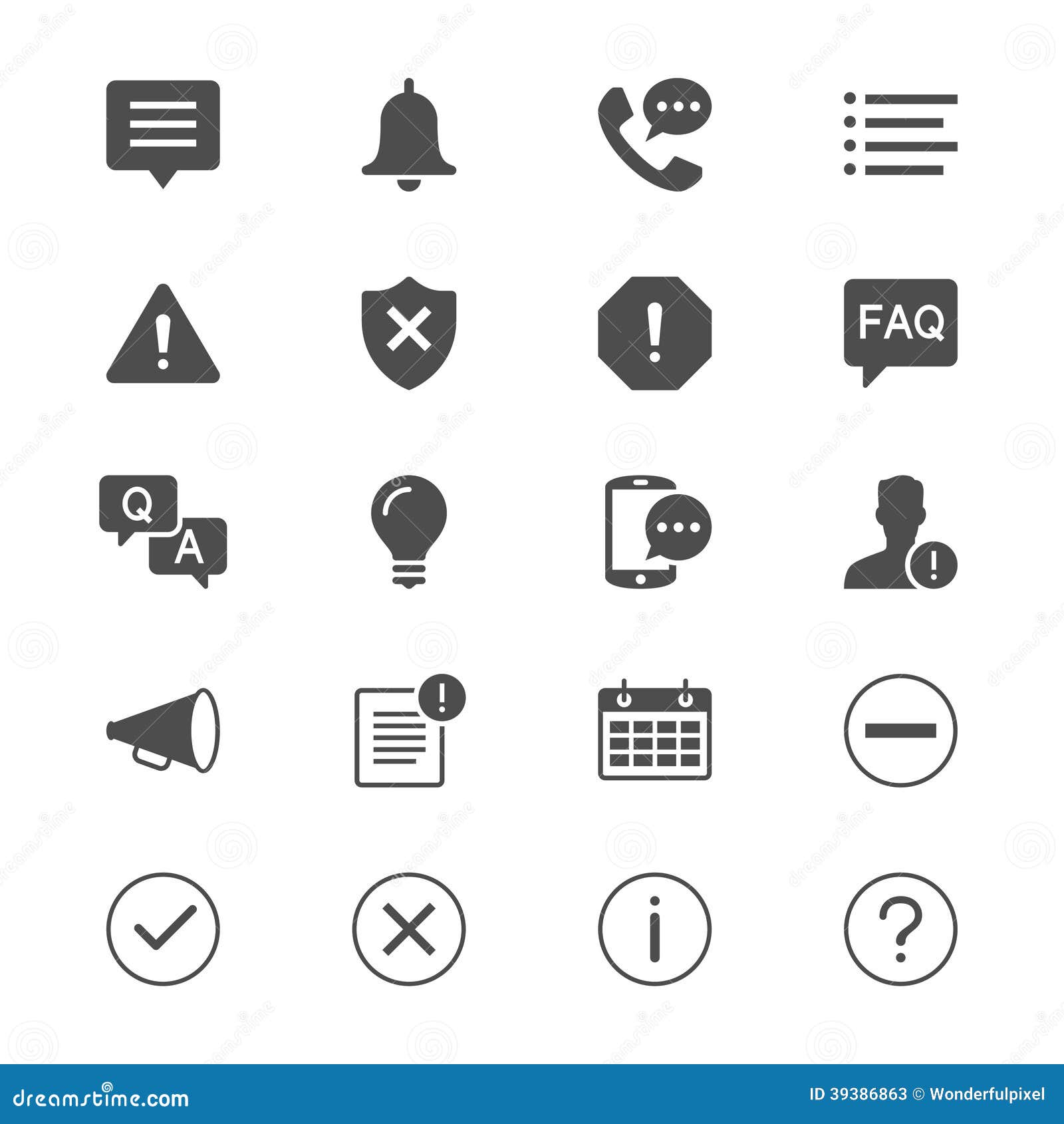 Information and Notification Flat Icons Stock Vector - Illustration of ...