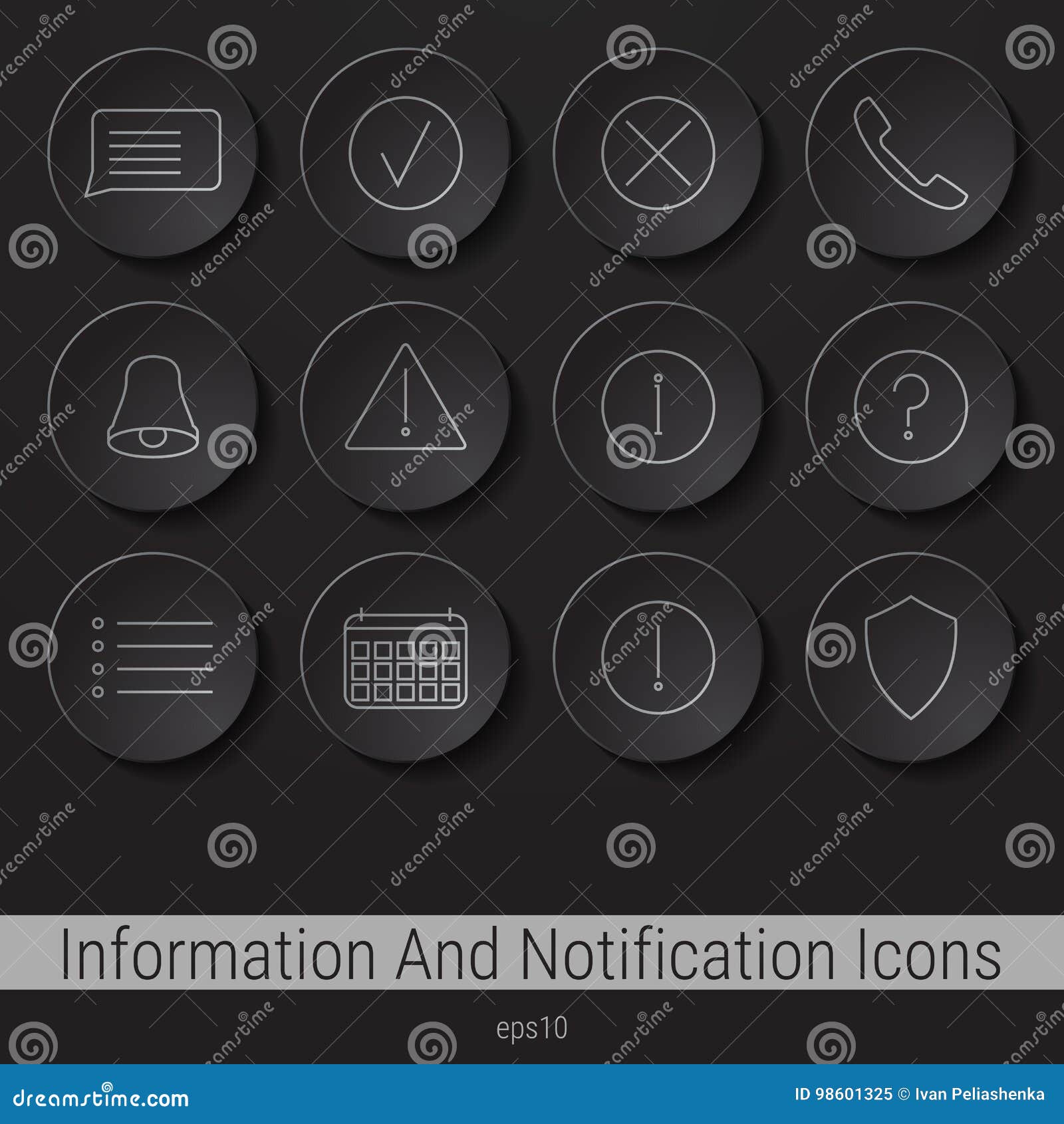 Information and Notification Icons Stock Vector - Illustration of ...