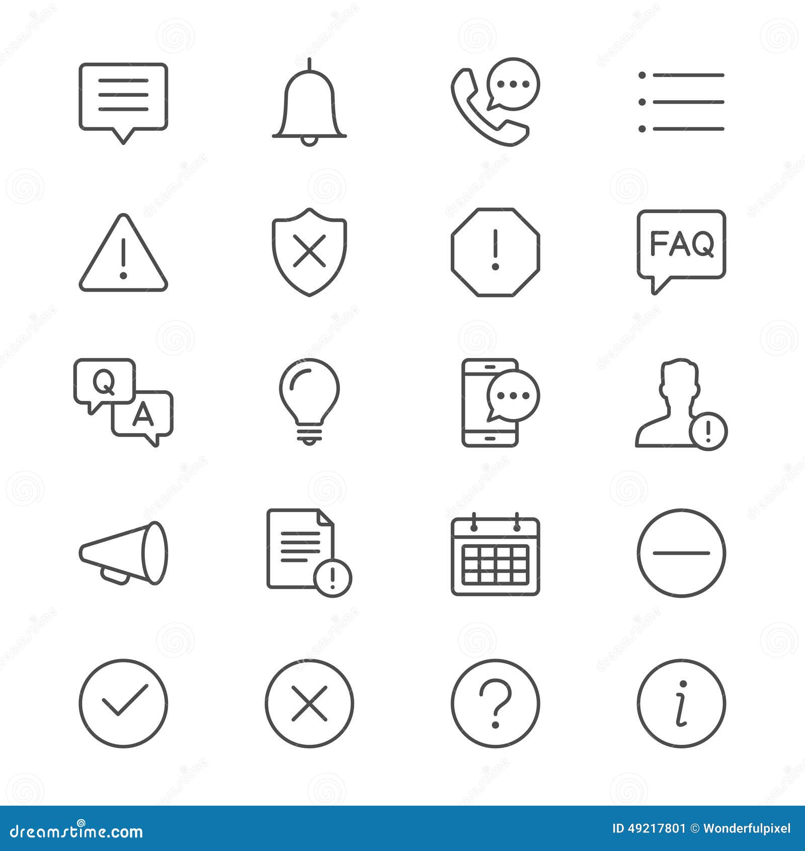 Information and Notification Thin Icons Stock Vector - Illustration of ...