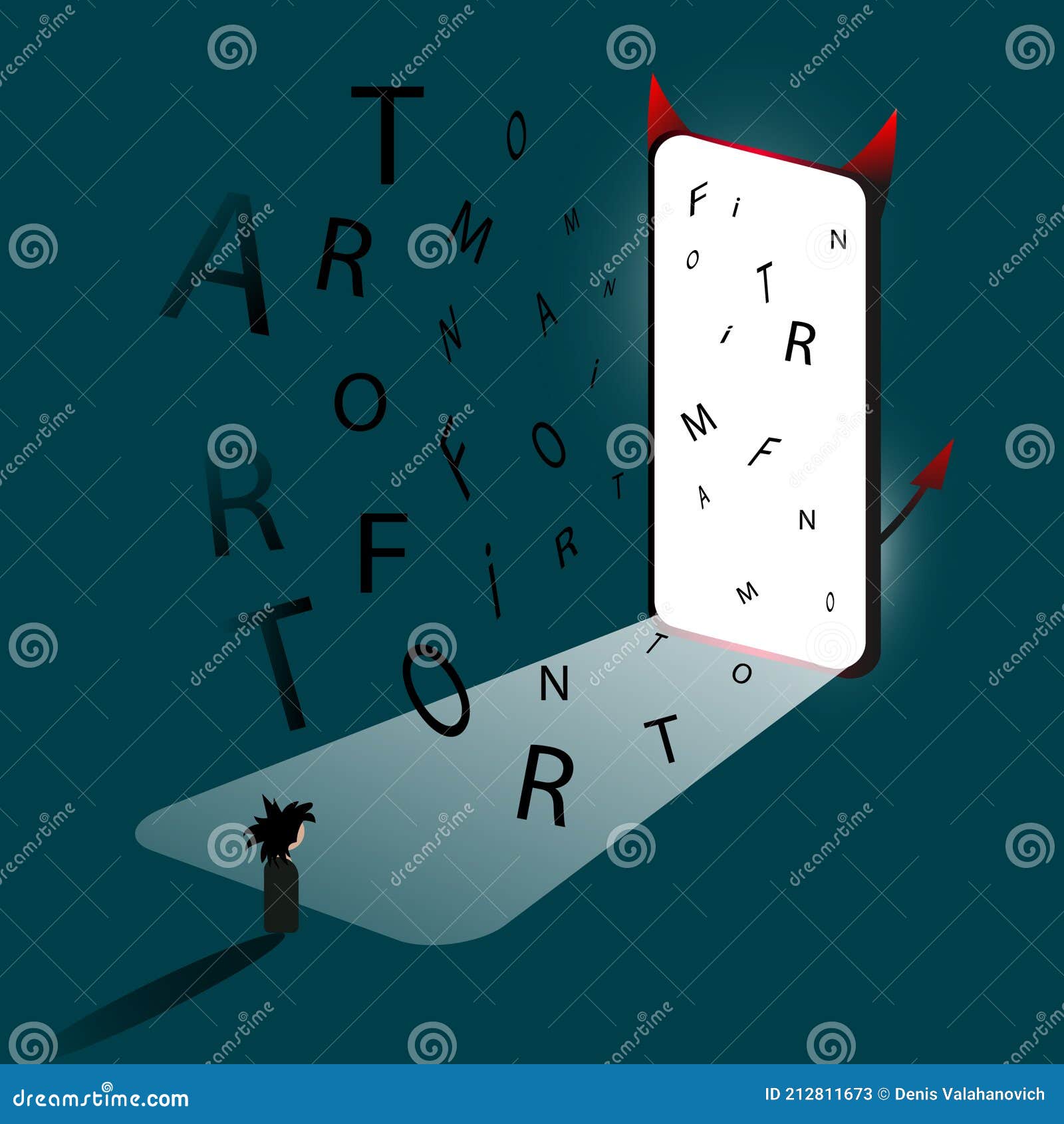 Information Overload Big Devil in the Phone Stock Vector - Illustration ...