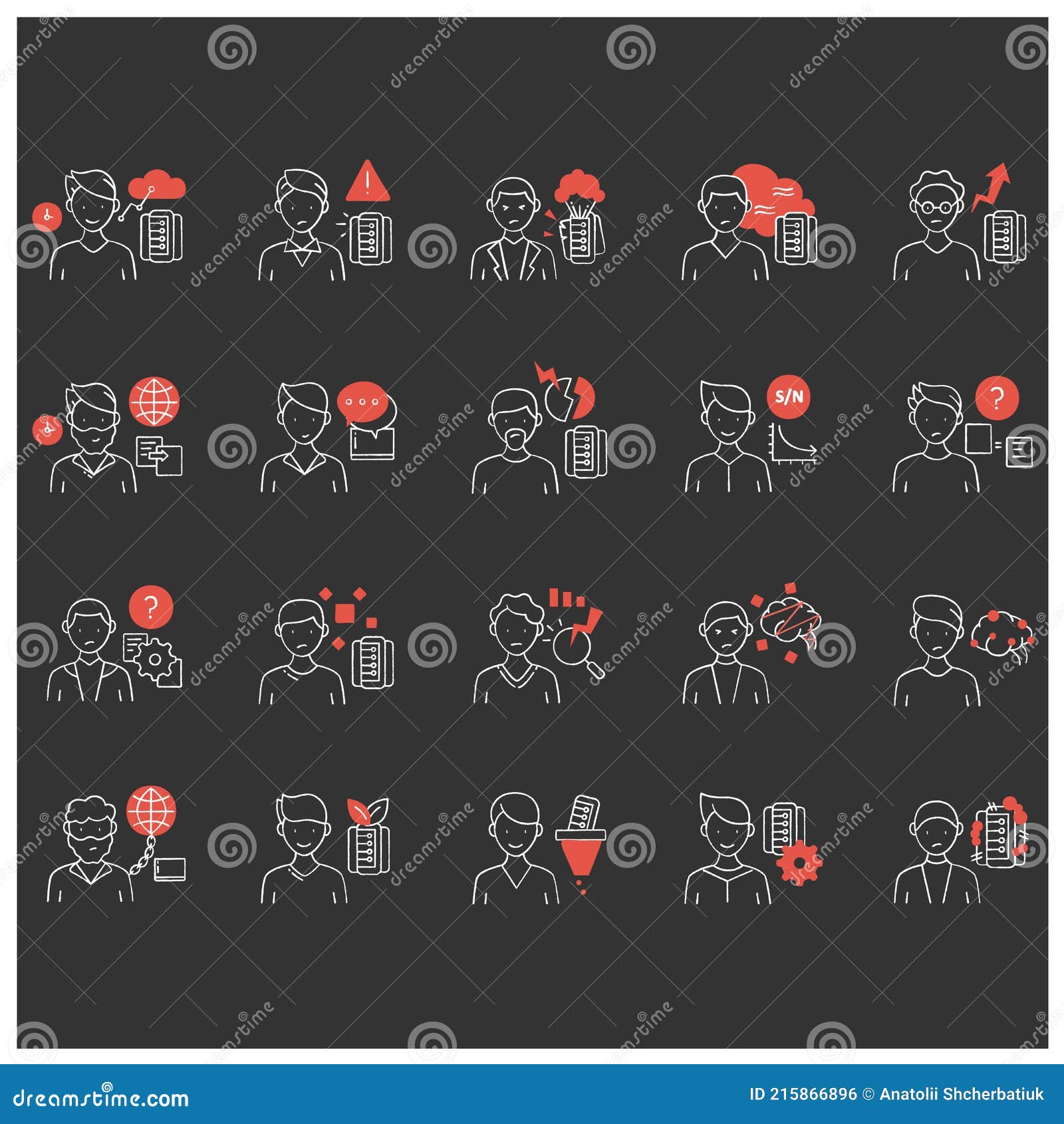 Information Overload Chalk Icons Set Stock Vector - Illustration of ...