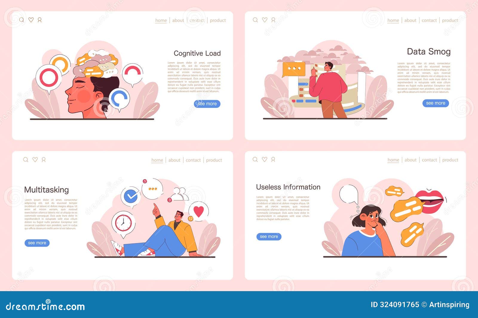 Information Overload Isometric Concept. Multitasking, Infoxication And ...