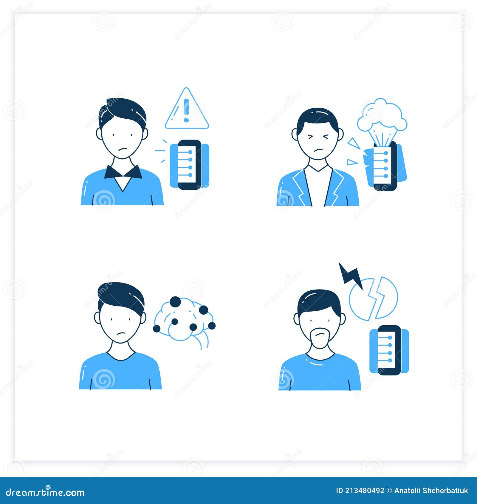 Information Overload Flat Icons Set Stock Vector - Illustration of ...