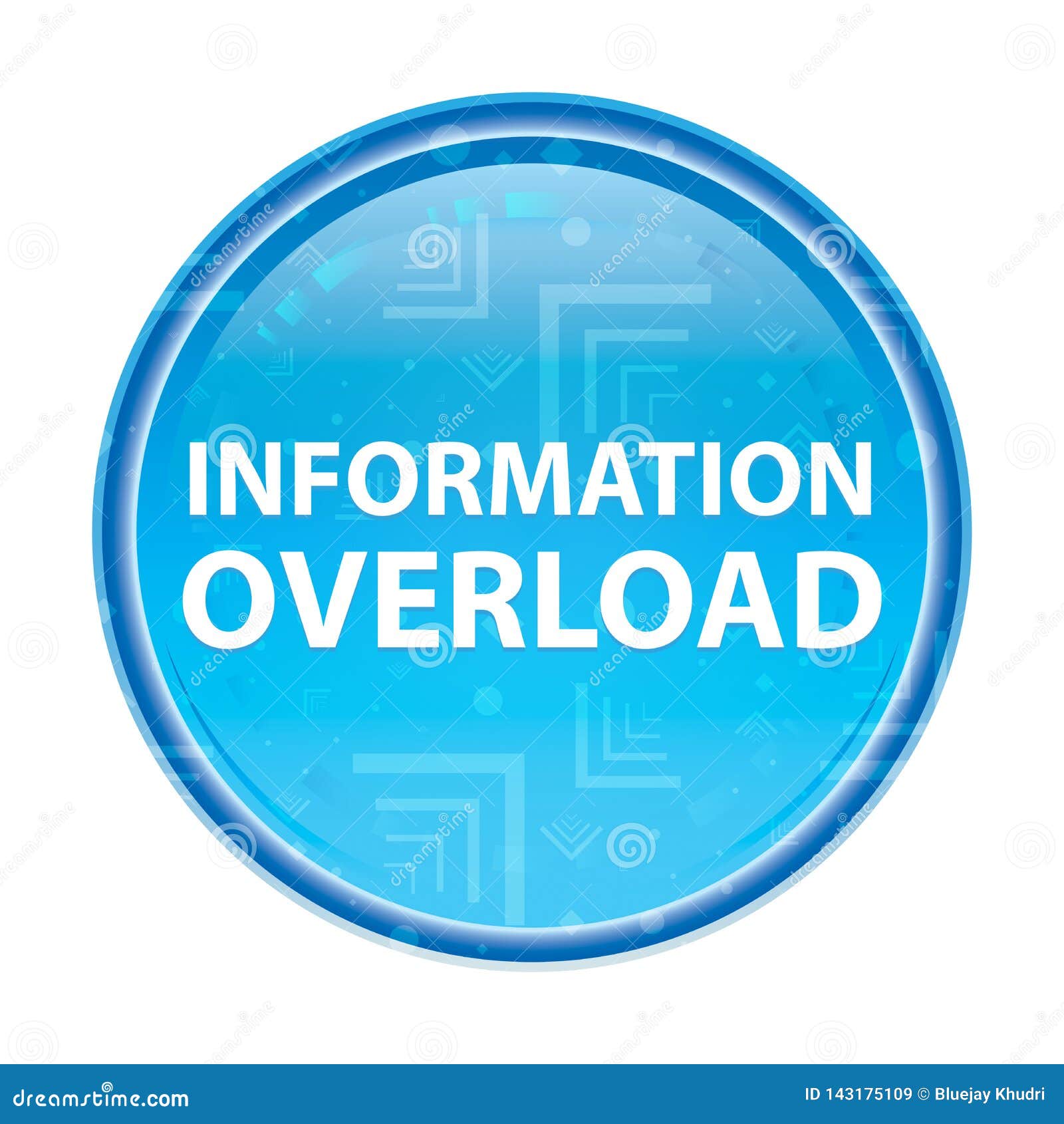 Information Overload Floral Blue Round Button Stock Illustration ...