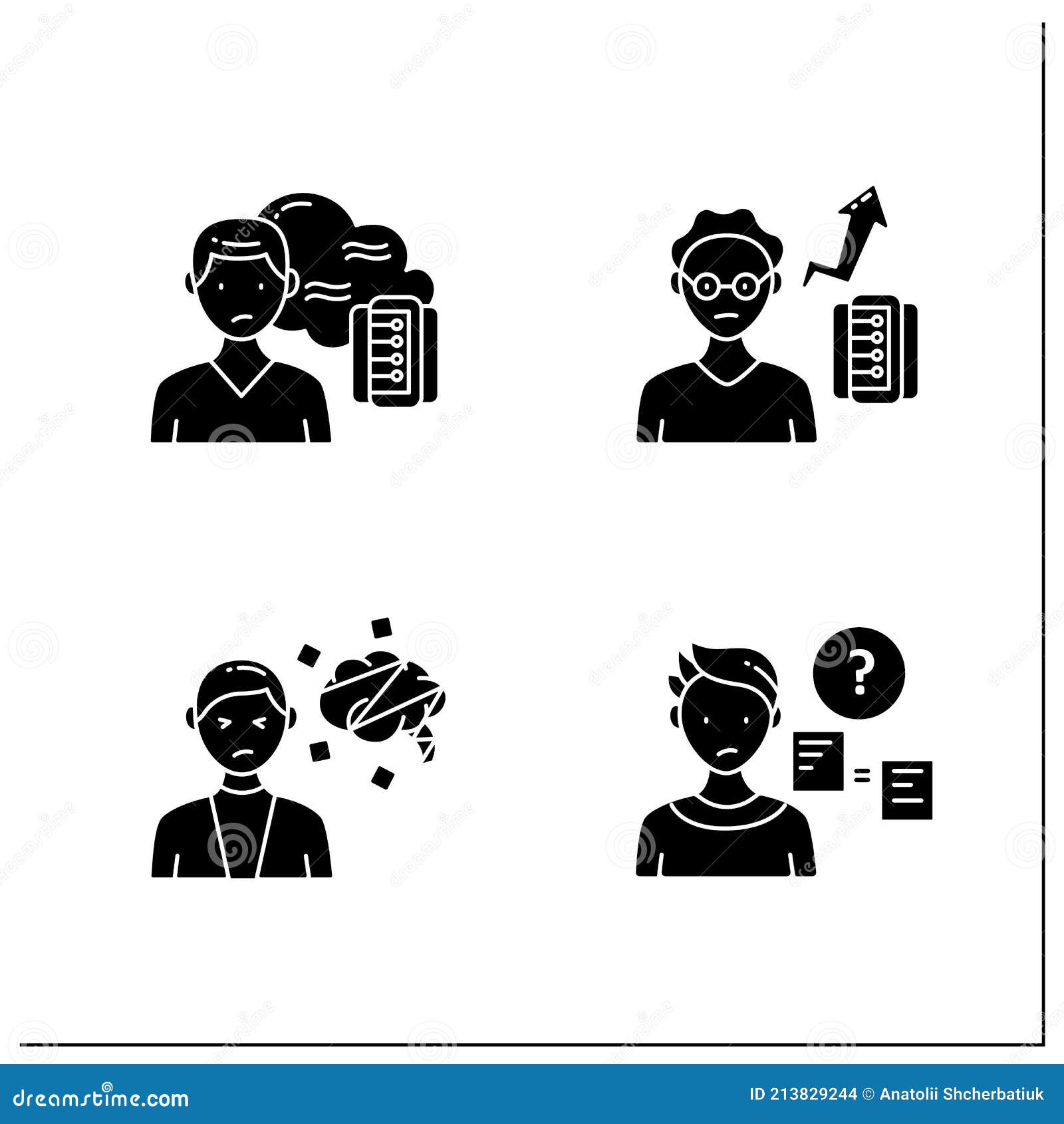 Information Overload Glyph Icons Set Stock Vector - Illustration of ...