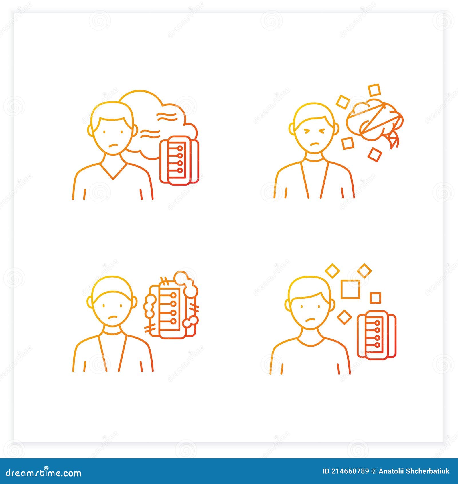Information Overload Grdient Icons Set Stock Vector - Illustration of ...