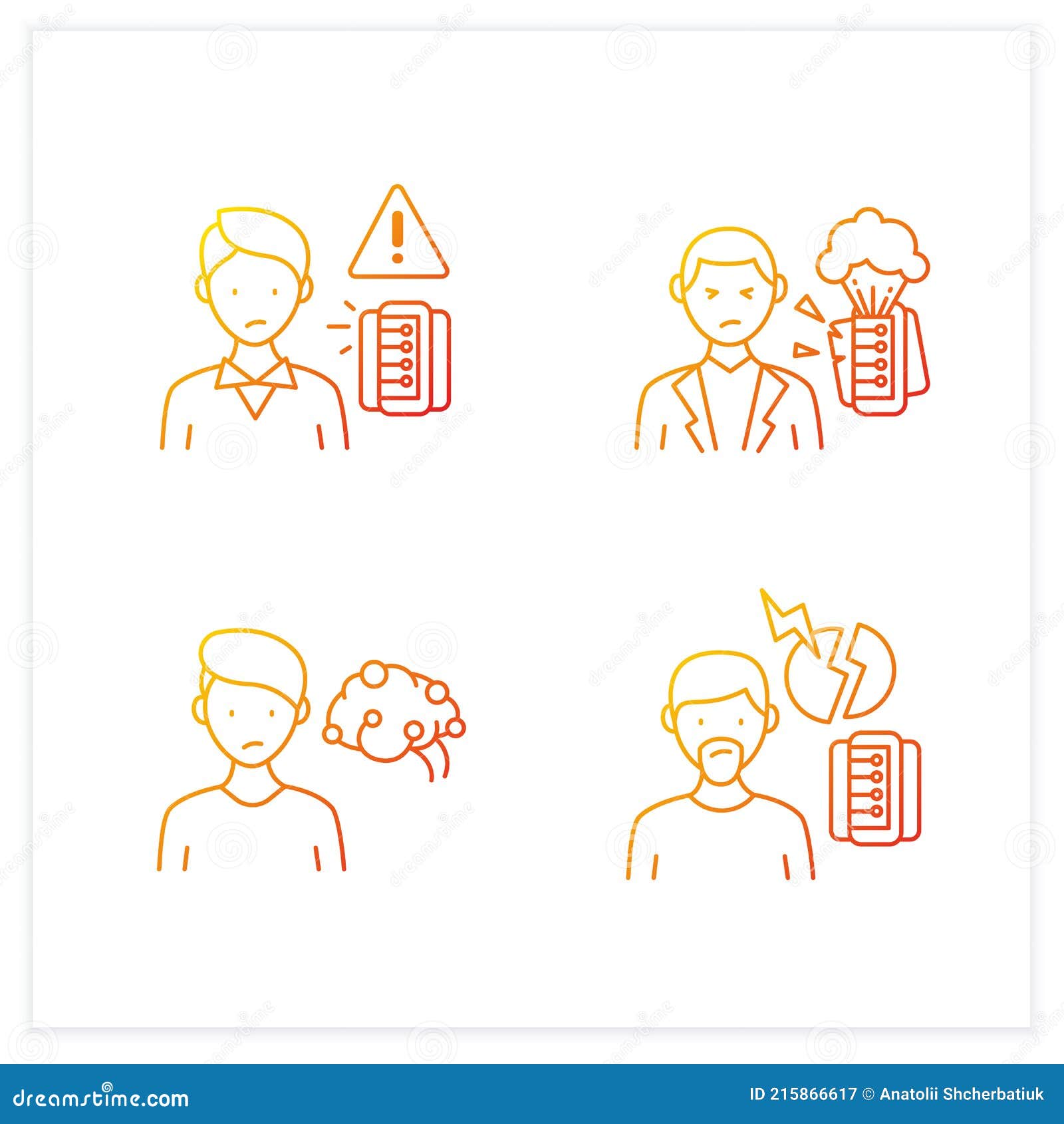 Information Overload Gradient Icons Set Stock Vector - Illustration of ...