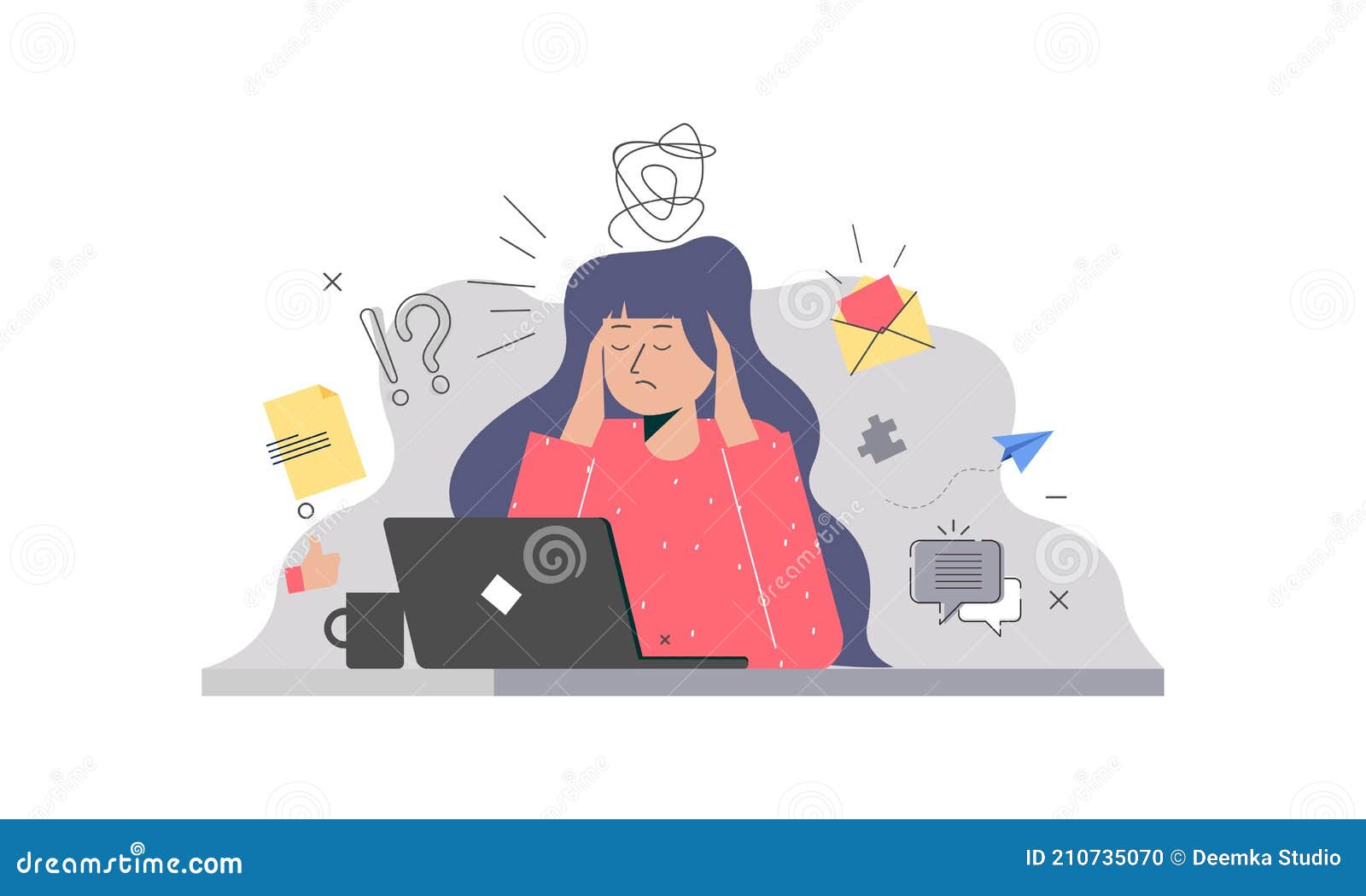 Information Overload and Multitasking Problems Concept Illustration ...